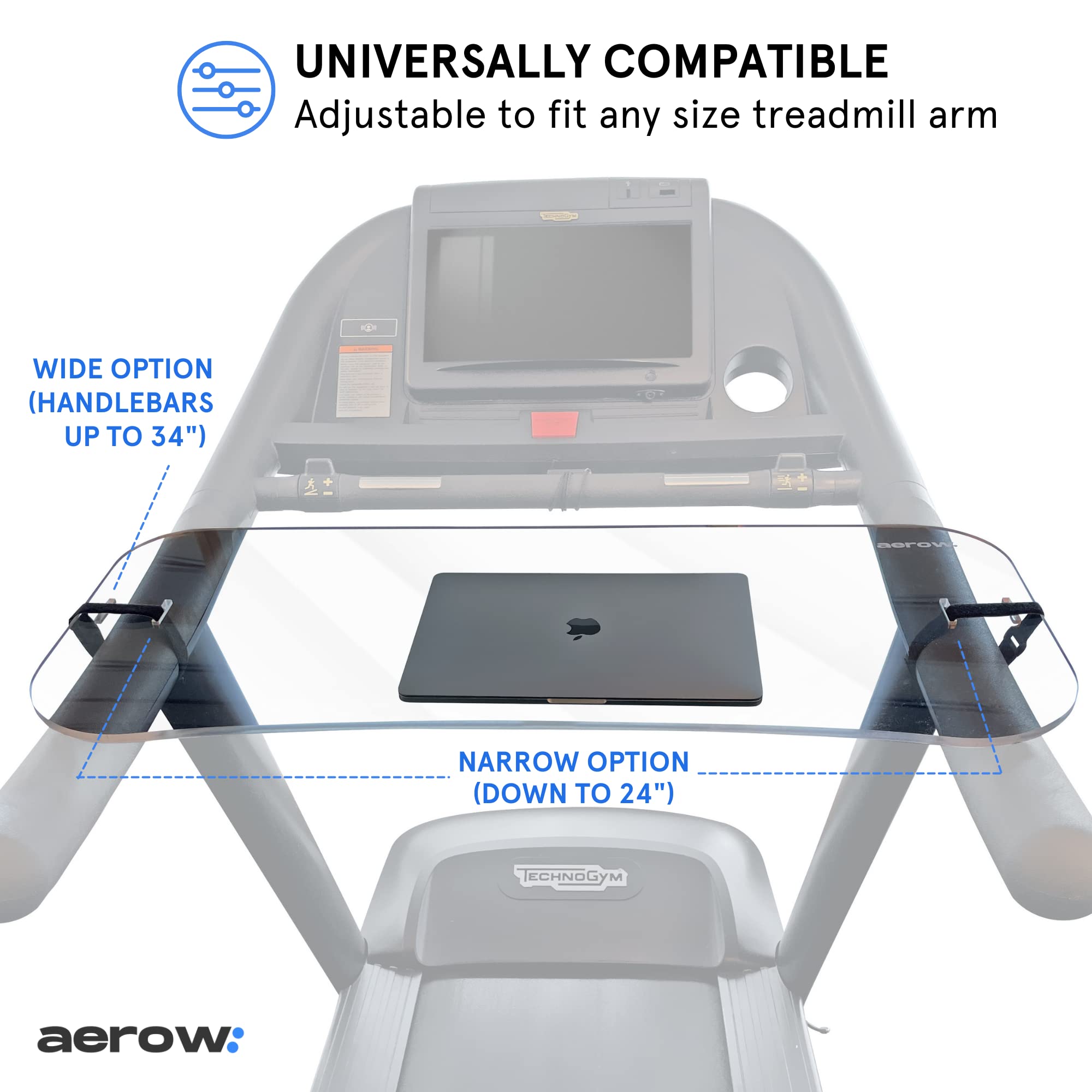 AEROW Treadmill Desk Attachment - Clear Treadmill Laptop Holder - Universal Fit 36" Treadmill Table & Exercise Workstation