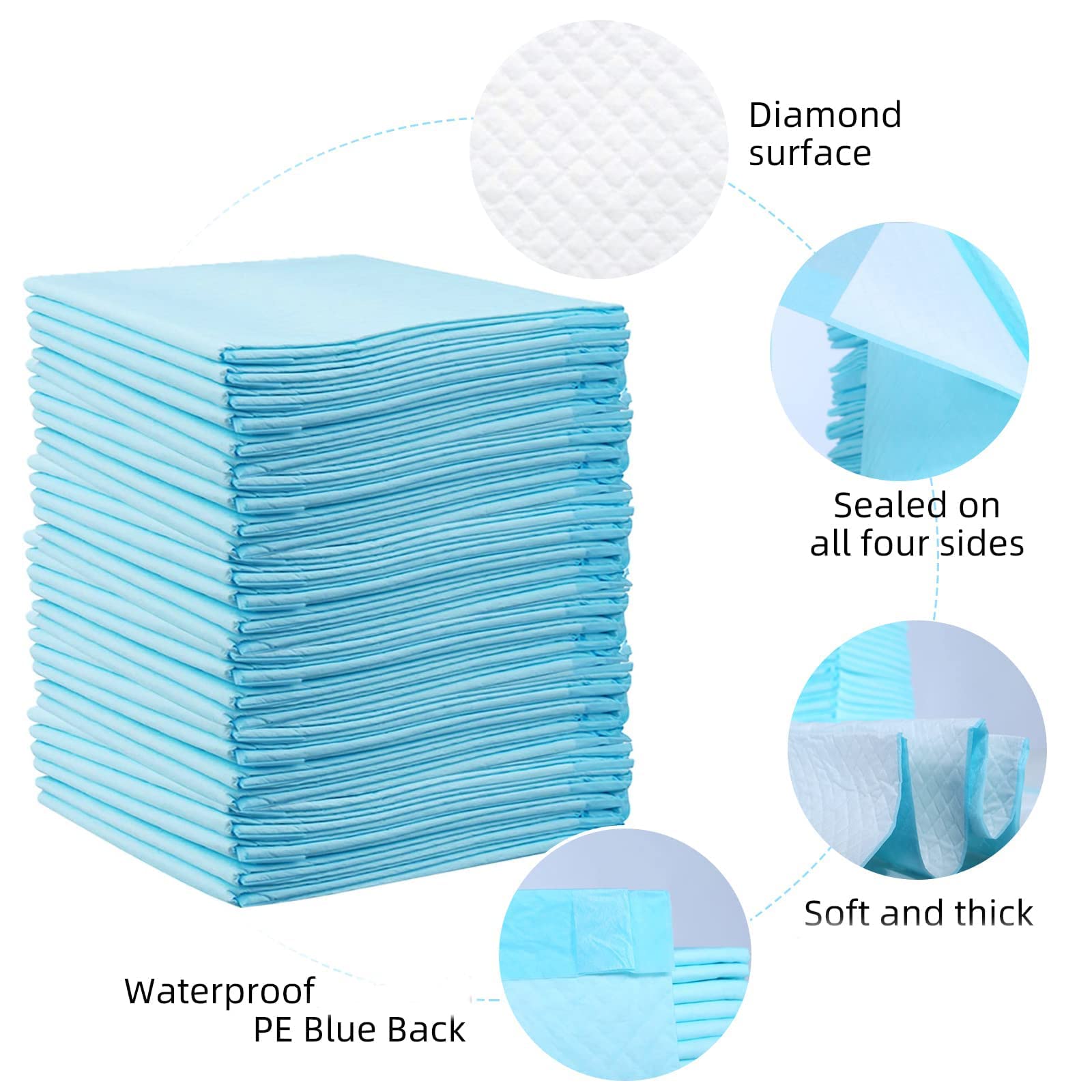 Bed Pads for Incontinence Disposable24x36,Disposable Underpads 60 Count ,Ultra Absorbent 45g Bulk Heavy Duty,Disposable Diaper Changing Pads for Baby ,Pee Pads Extra Large,Pads for Beds