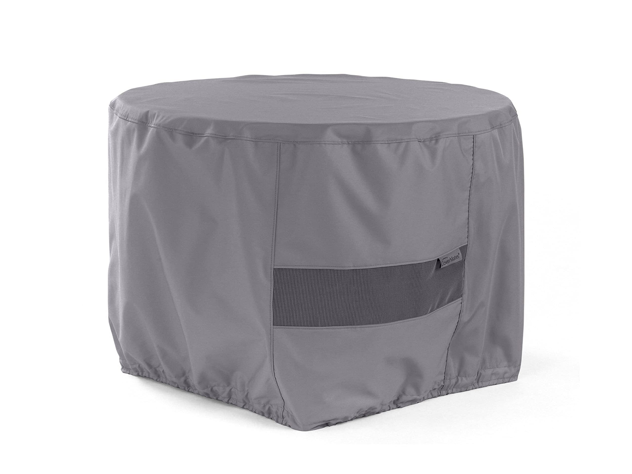 Covermates Outdoor Round Ottoman Cover - Water Resistant Polyester, Drawcord Hem, Mesh Vents, Seating and Chair Covers, 36DIAMETER x 25H, Charcoal