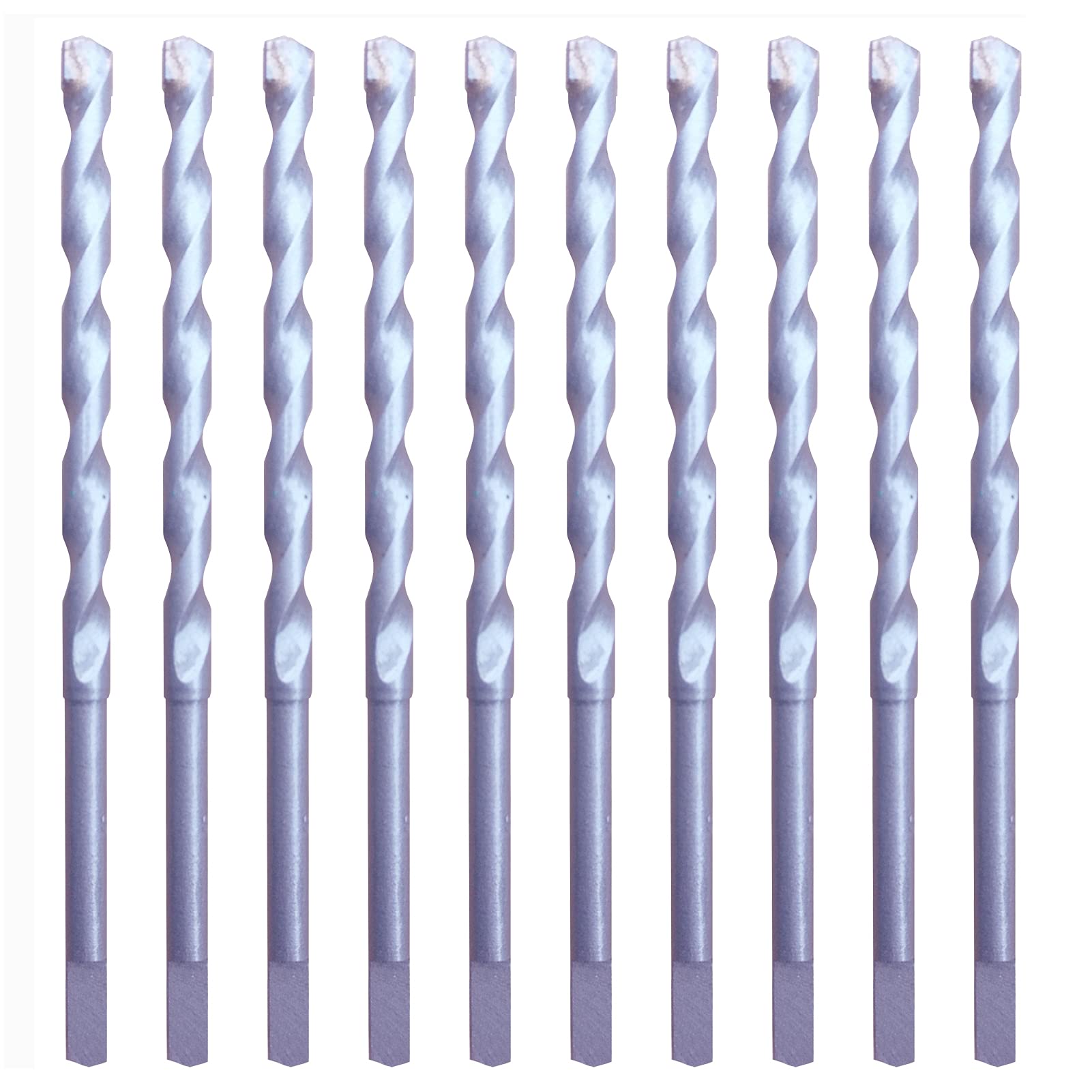 Masonry Drill Bits 3/16 in.x 3-1/2 in. Carbide Tip Flat Shank Drill Concrete Stone Bricks-10Pcs