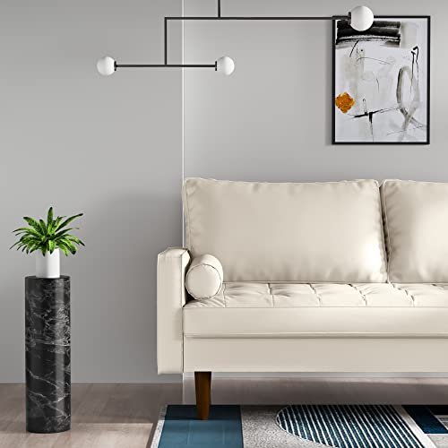 SILKIR 3-Person Sofa Couch for Living Room | Perfect for: Apartment/Studio/Office & Small Space | Poly Fabric | Fast and Easy Assembly Modern Contemporary Mid-Century, Faux Leather, White