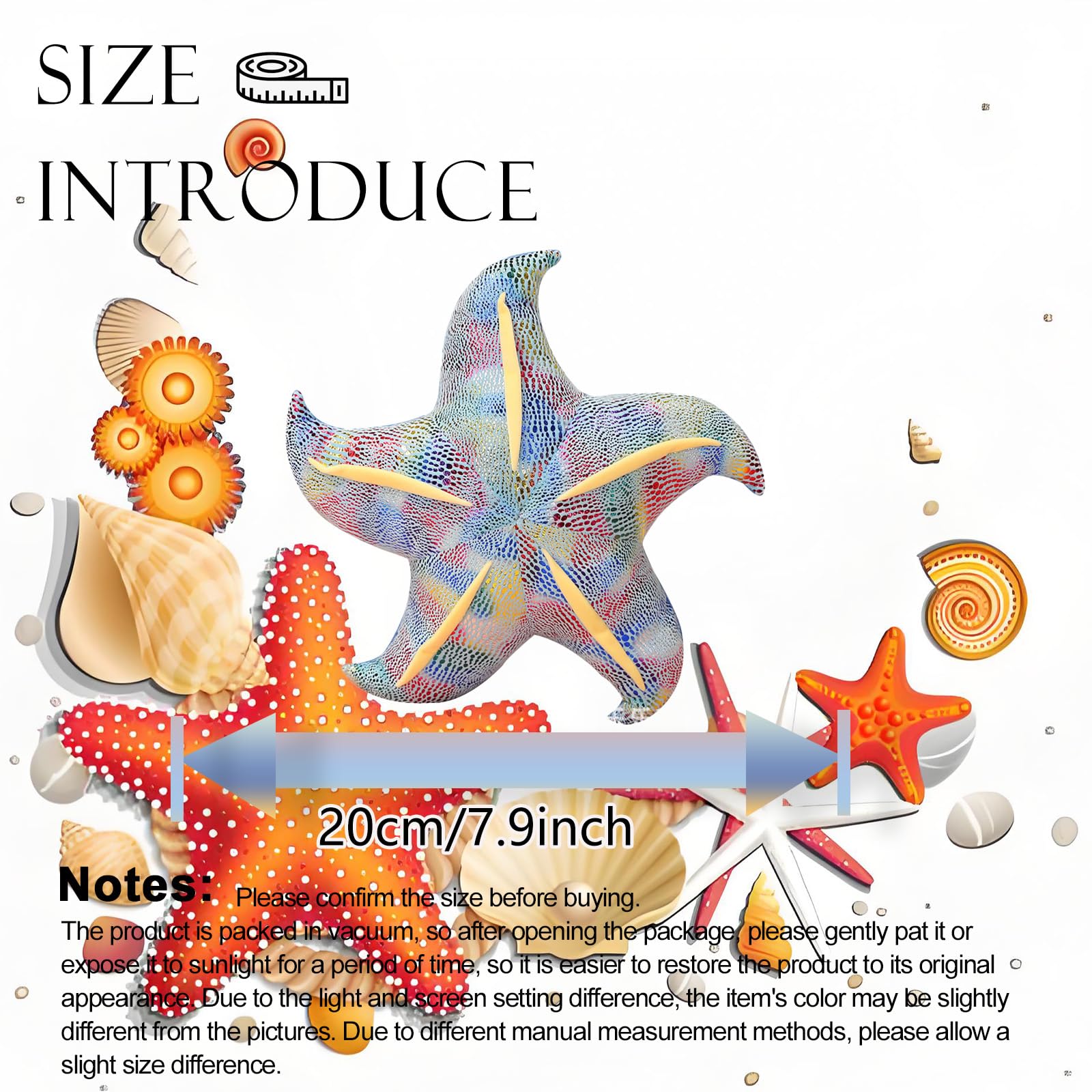 CHELEI2019 7.9" Star Shaped Pillow Plush Simulation Stuffed Starfish Sea Creature Toy Gift,Blue