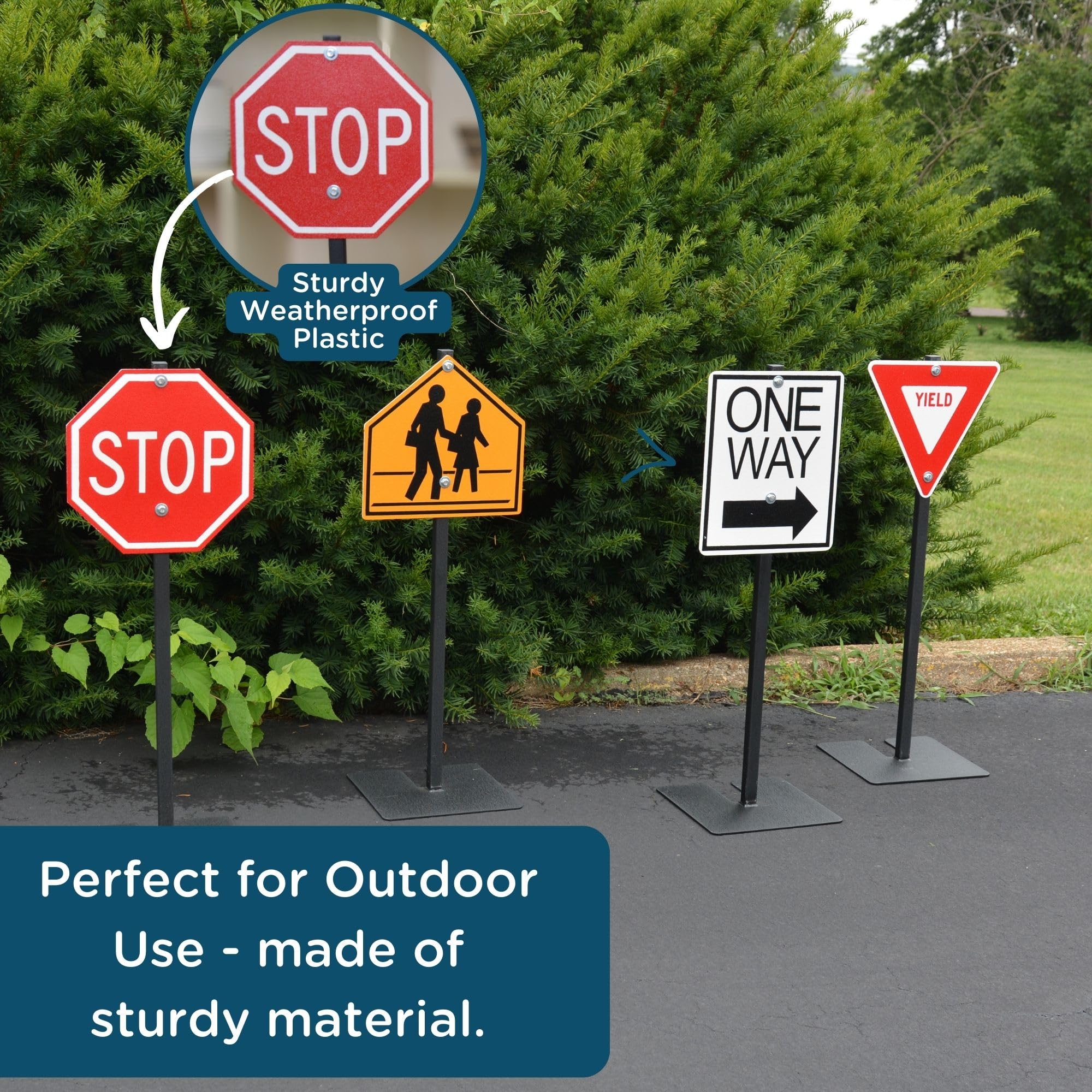 Children’s Factory Traffic Signs Set of 4, Outdoor Play Equipment for Daycare, Preschool, Playground, Kids Playhouse