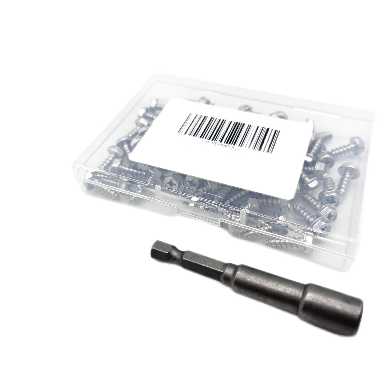 Allkeen 304 Stainless Steel Self Tapping Screws for Gutter Guard #8 x 1/2", 100 Pieces, Socket Bit Included
