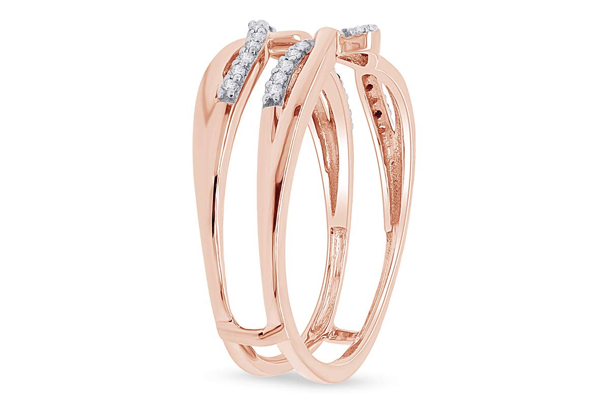 AFFY 0.30 Carat Round White Cubic Zirconia Enhancer Guard Ring 14K Rose Gold Over Sterling Silver