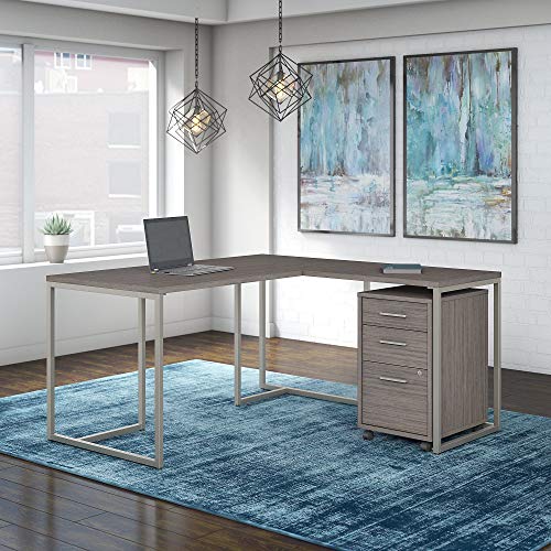 Bush Business Furniture Method L Shaped Desk with 30W Return and Mobile File Cabinet, 60W, Cocoa