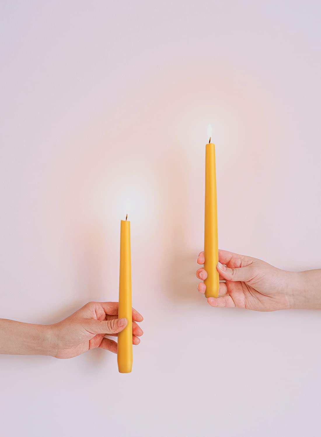 Natural Beeswax Taper Candles 10"- Beeswax Candles Set 6 Pack, Yellow