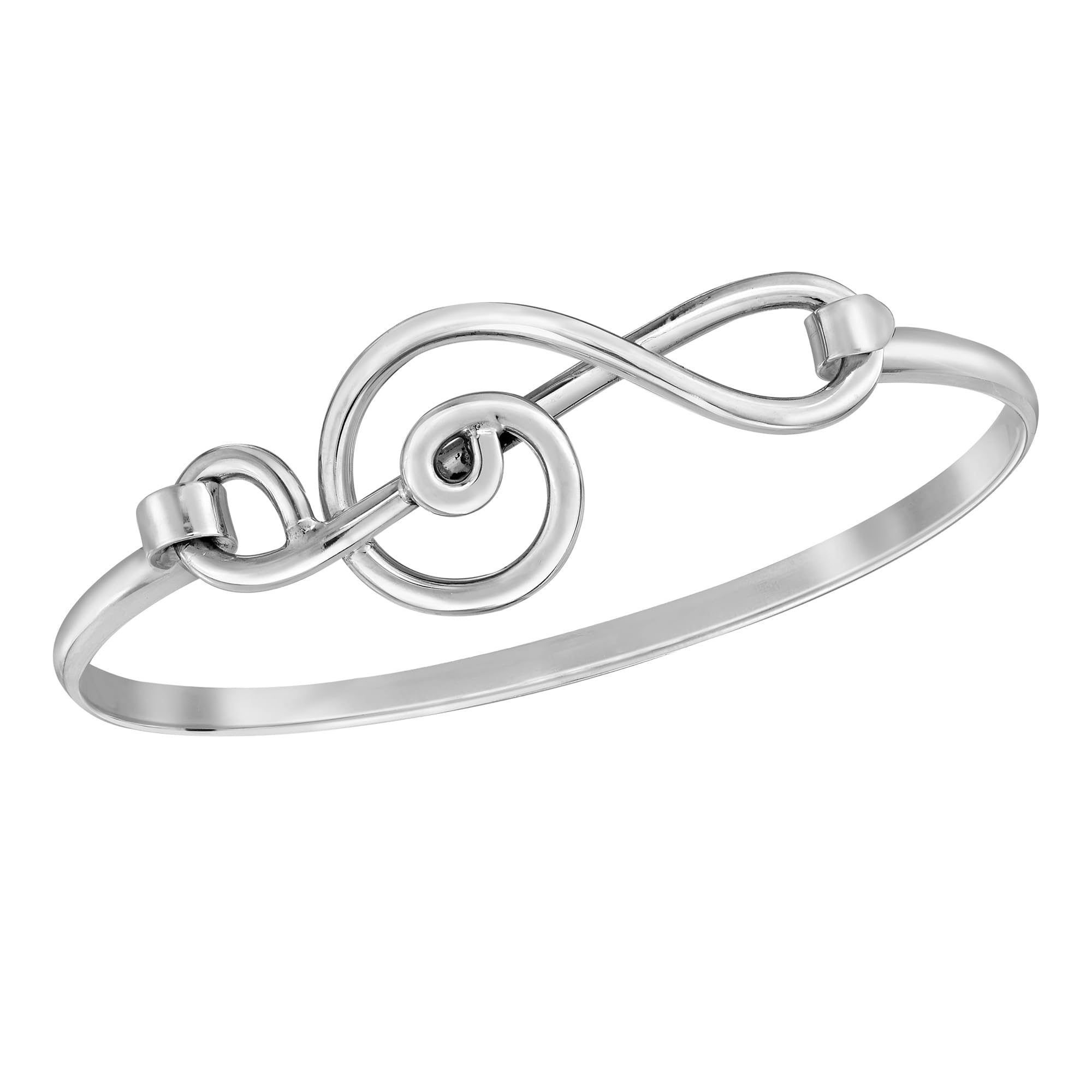 AeraVida Love of Music and Melody Sterling Silver Treble Clef Symbol Beaded Elastic Stretch Fit Charm Bracelet