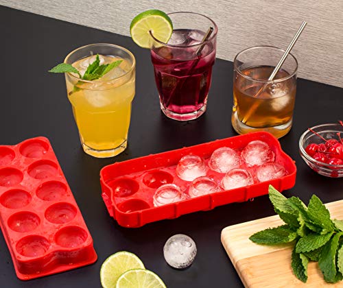 HIC Kitchen Cannonball Silicone Ice Cube Tray, European-Grade, Non-Stick, Makes 10 Large Ice Balls