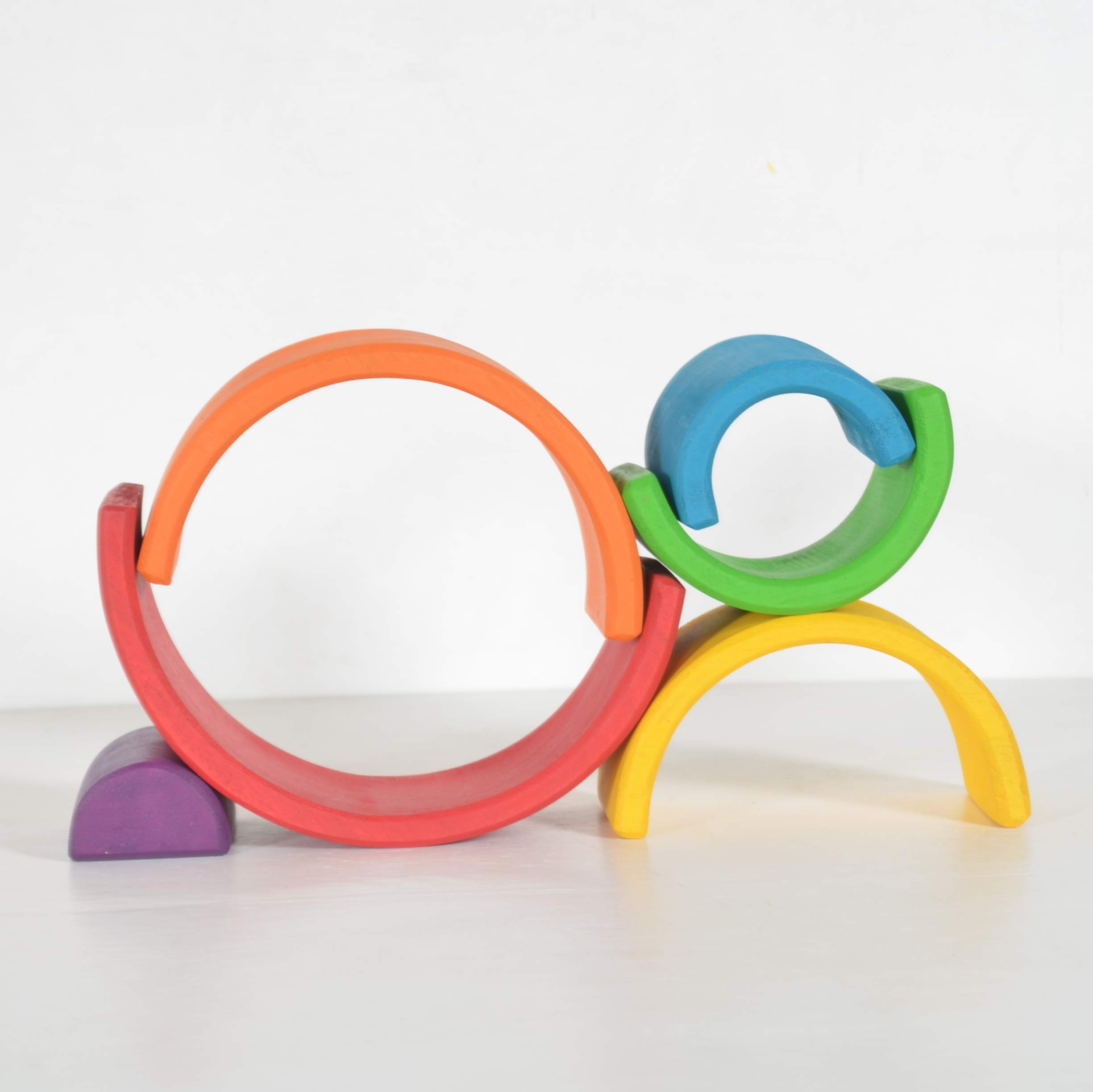 Chitrani Rainbow Stacker 6 Piece - Nesting Wooden Waldorf Blocks, Elements of Nature