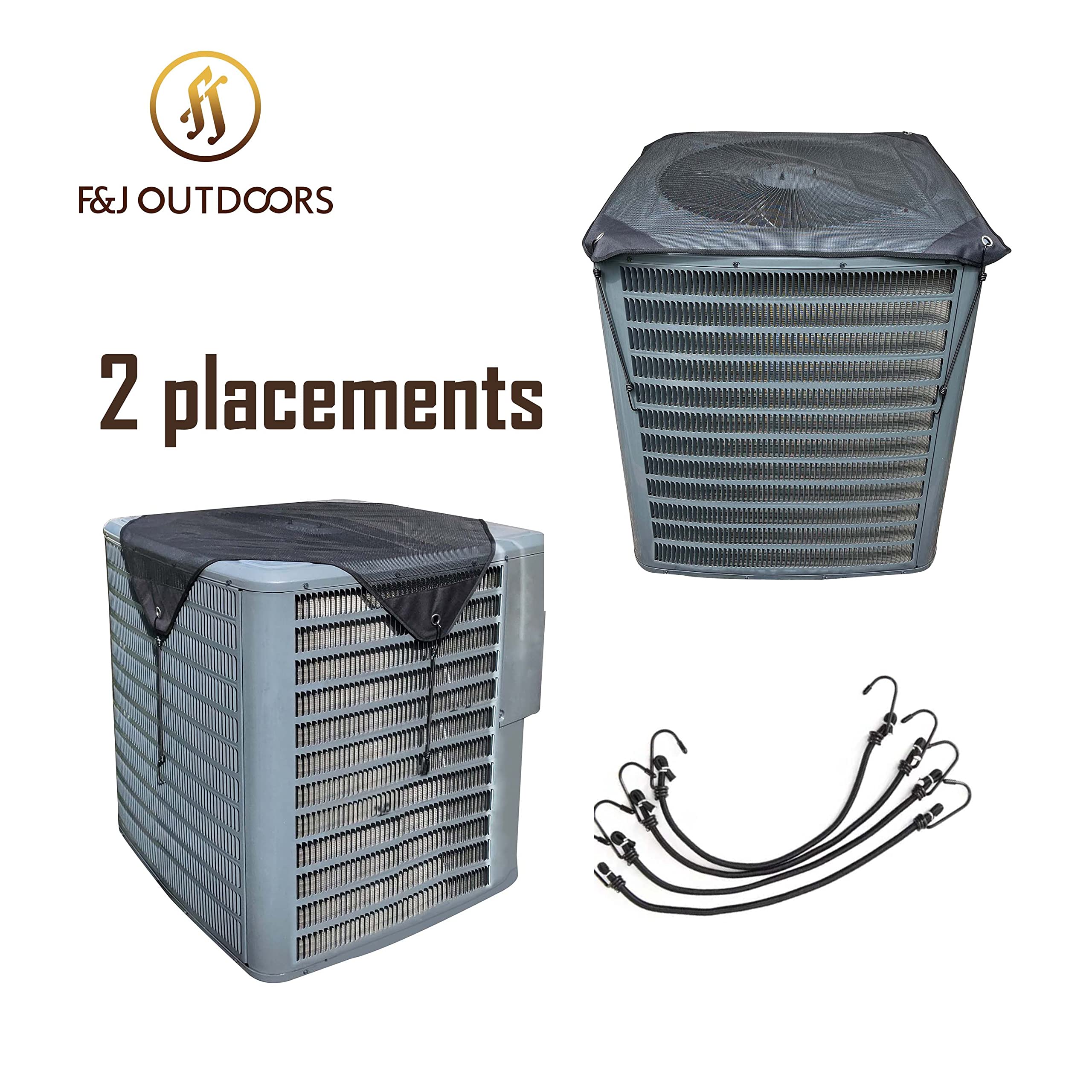 F&J Outdoors Central Air Conditioner Cover for Outside Units, Black Top Net Breathable AC Cover (Mesh, 32"x32")