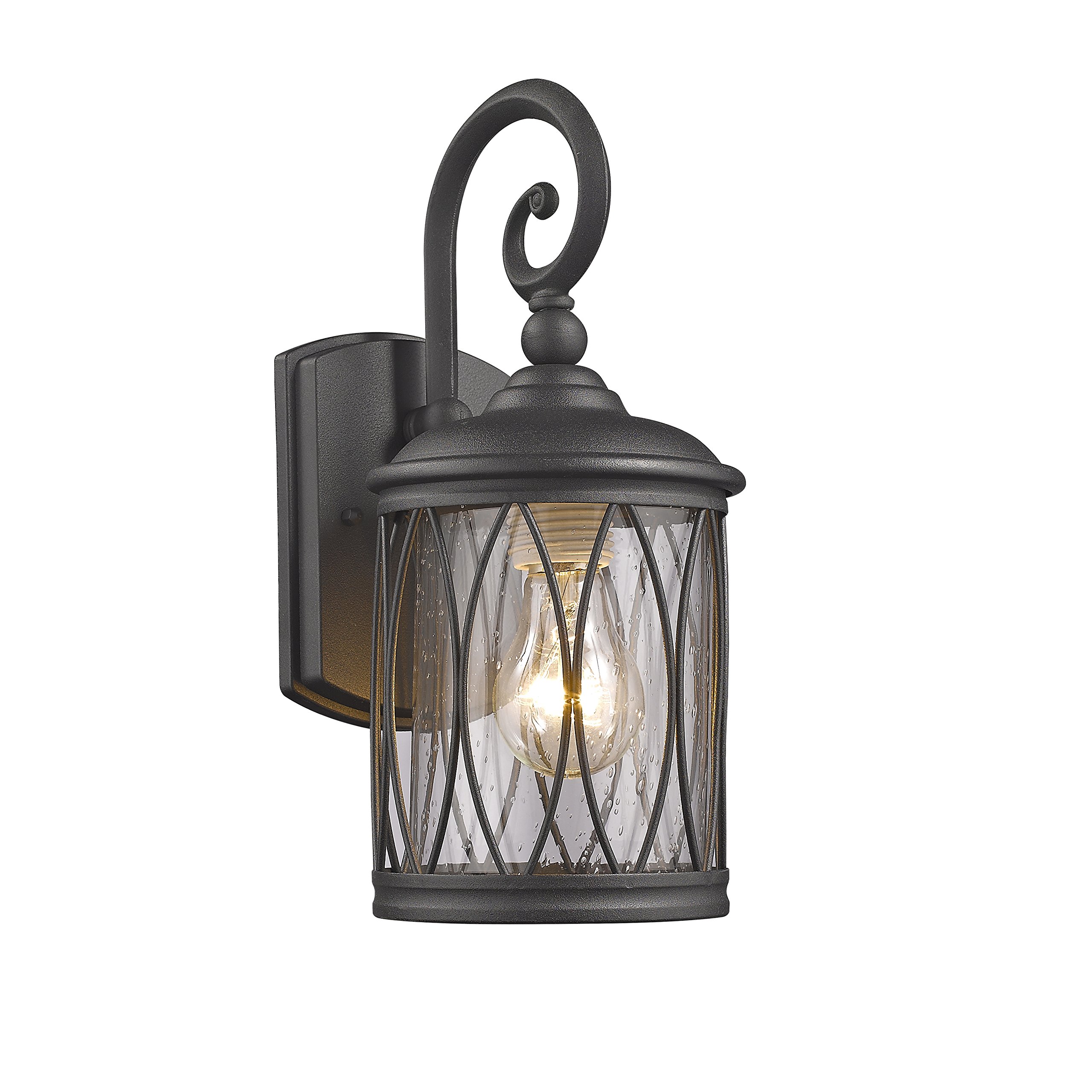 Chloe CH22044BK13-OD1 Black 13" Height Transitional 1 Light Outdoor Wall Sconce, 12.6 x 5.6 x 7.3