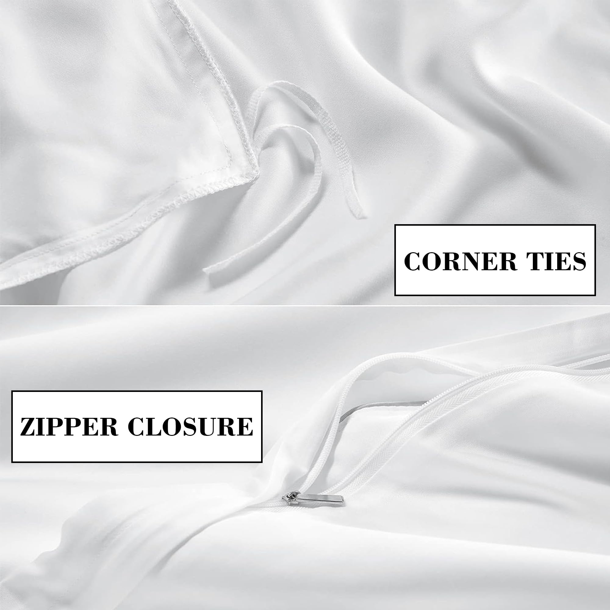 MULLEPP White Floral Duvet Cover Queen Size 3 Piece Farmhouse Yellow Botanical Flowers Leaf Pattern Microfiber Bedding Comforter Cover Set, Soft and Lightweight Quilt Cover for All Season