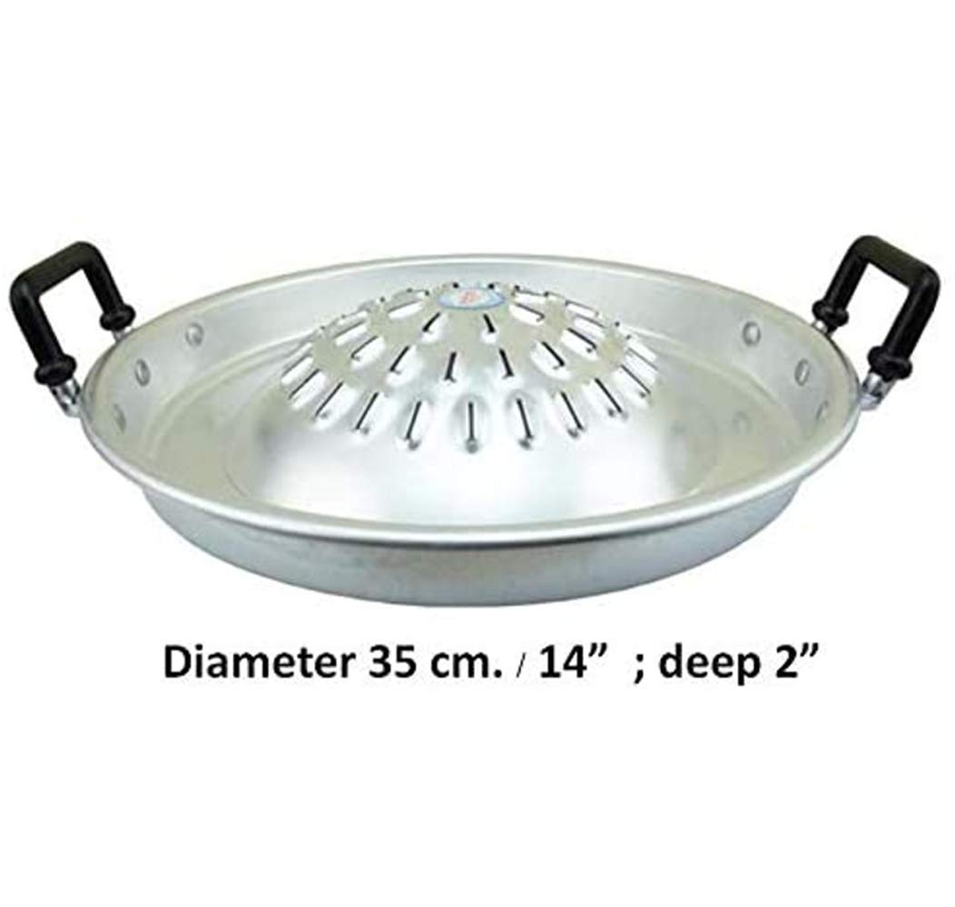 Cozinest Mookata Thai Korean Bbq Smoke Steak Grill Charcoal Pan Pork Hot Pot Aluminium Asian Cookware Style 12" 14" 16" (14 inch (35 cm)