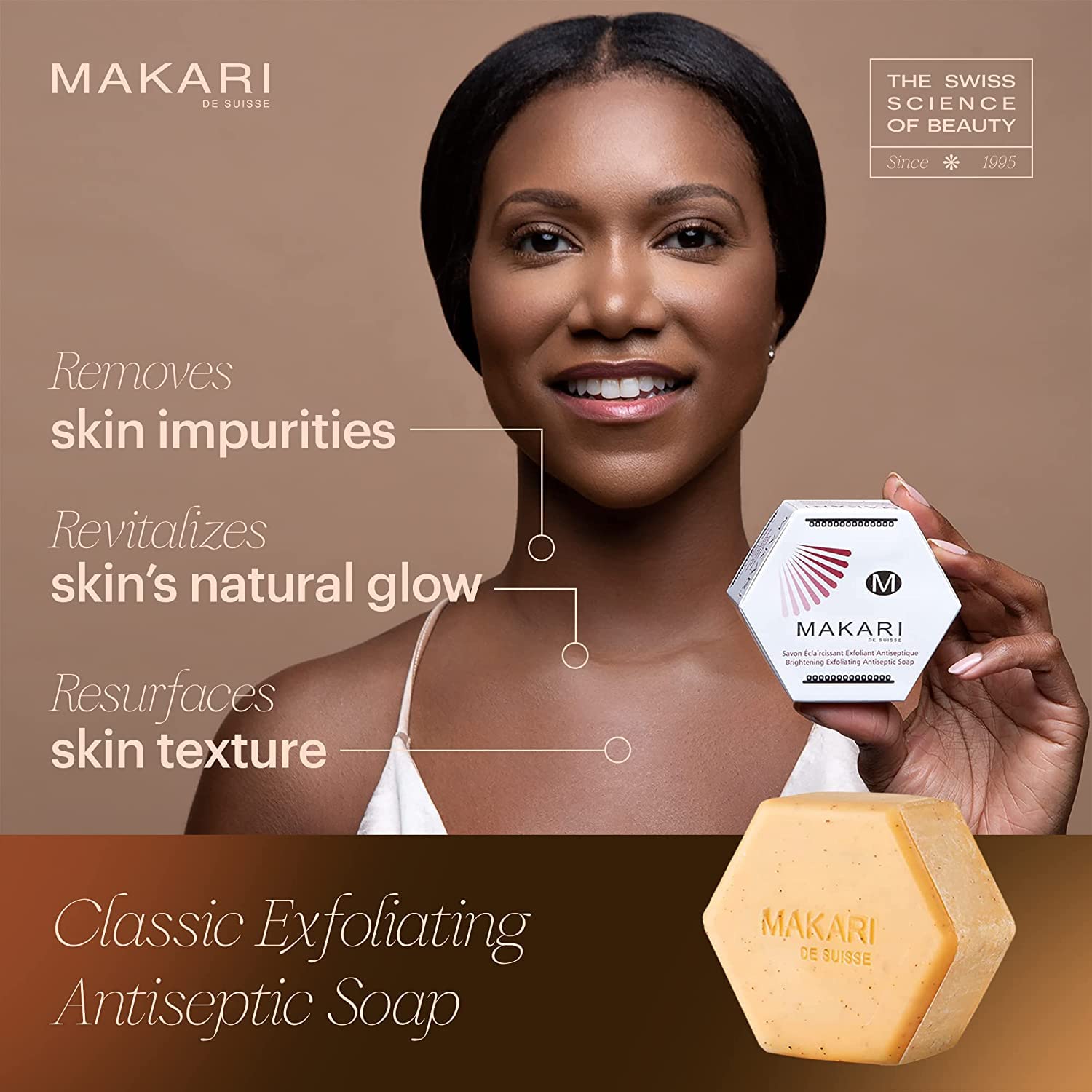 Makari Classic Exfoliating Antiseptic Soap (7oz) | Helps Revitalize Skin | Promotes Even Skin Tone | Detoxifies and Removes Impurities | For Dry, Oily, Normal, Maturing, and Combination Skin Types