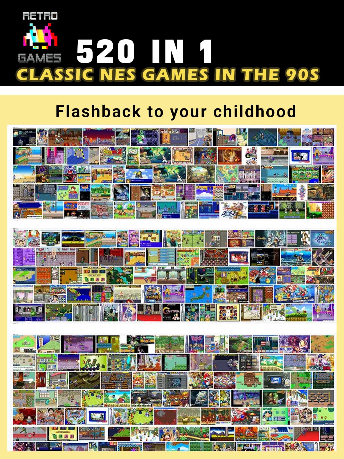 Fadist Handheld Game Console, Retro Mini Game Console with 520 Classic Games, 3.0 inch Screen, Rechargeable Battery, Portable Games Console, Support TV, Ideal Gift for Kids, Adult, Friend, Lover