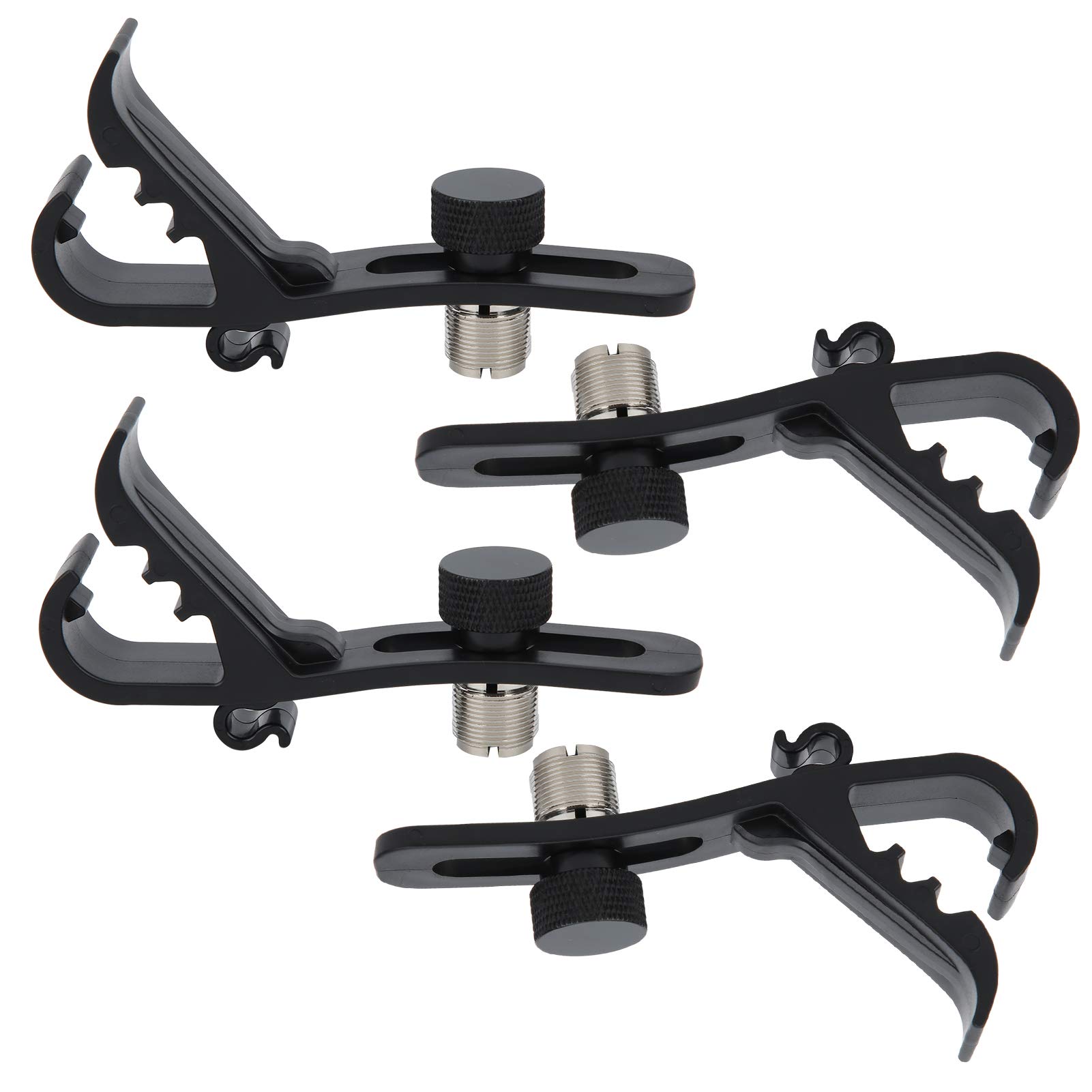 AYNEFY 4Pcs Drum Microphone Clip Shockproof Securing Clamp Holder Musical Instrument Supplies Shockproof Drum Rim Microphone Clip for Microphone Clamps Holder with Groove Gear