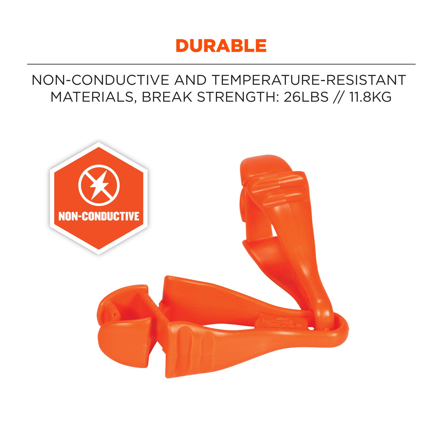 Ergodyne Squids 3400 Glove Clip Holder with Dual Clips, (Pack of 6), Orange
