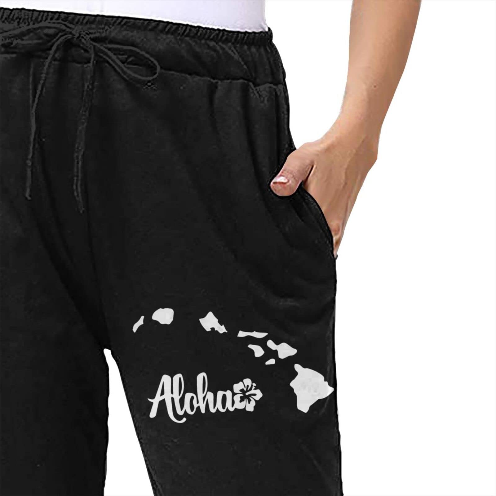 Aloha Hawaii Women's Casual Yoga Sweatpants Athletic Workout Elastic Waist Jogger Pants XX-Large Black