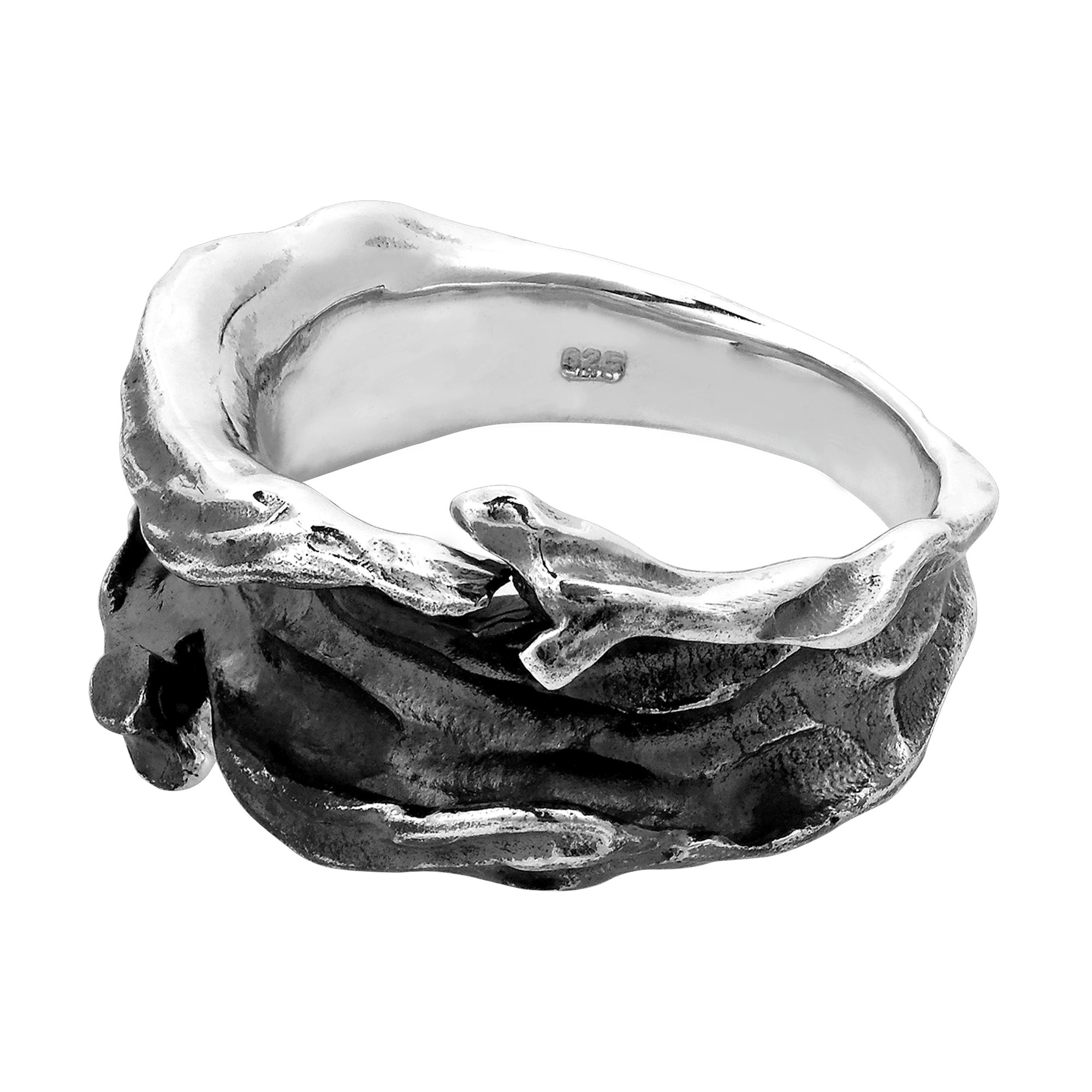 AeraVida Unique Burnt Flame Fire Oxidized Sterling Silver Ring | Gothic Comfort Fit Silver Rings for Women | Sterling Silver Rings Size 8