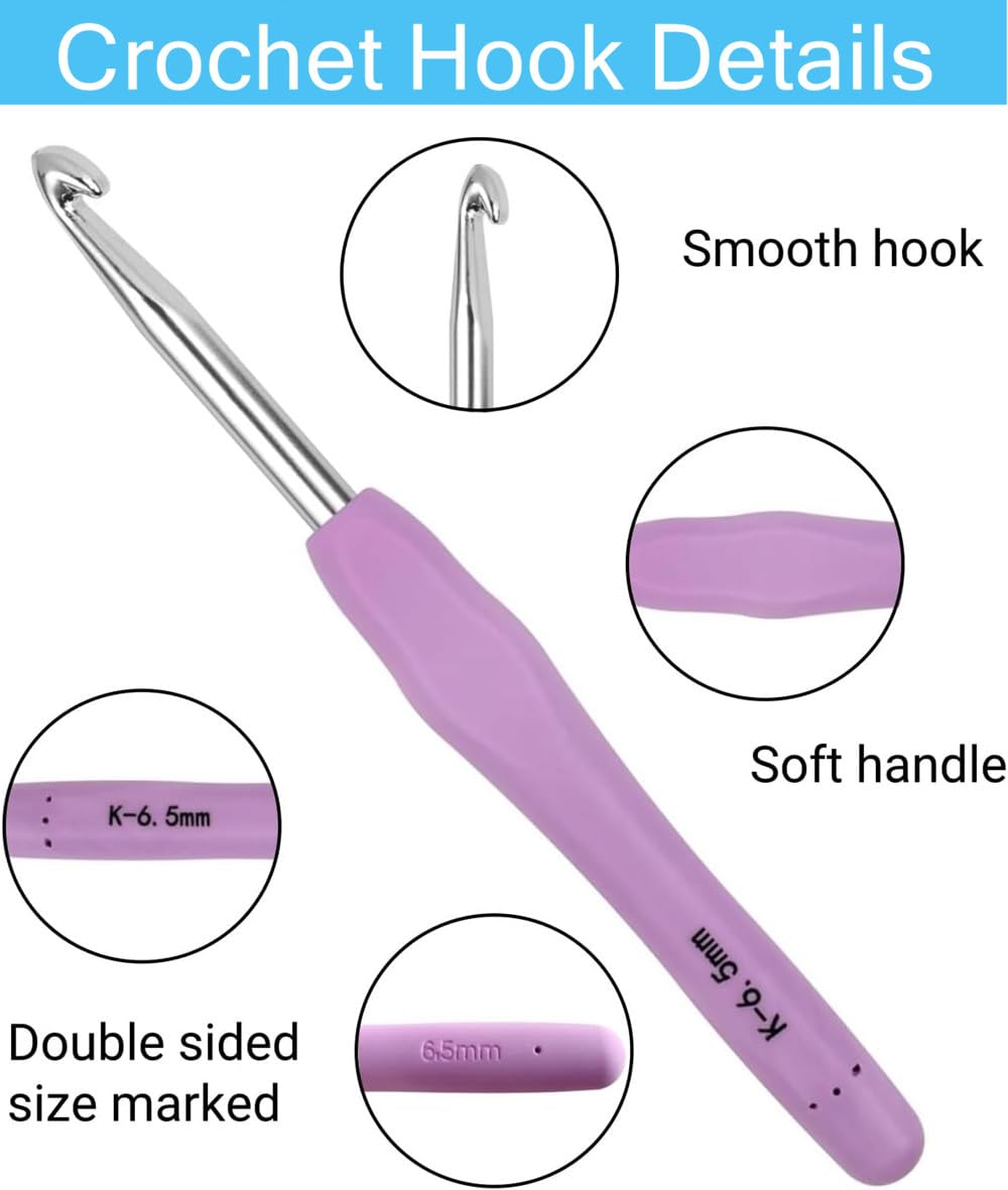 Crochet Hook Set,14 Sizes Crochet Hooks for Arthritic Hands,Crochet Hooks Ergonomic Soft Grip with Case,Crochet Needles(Size B-Size N)