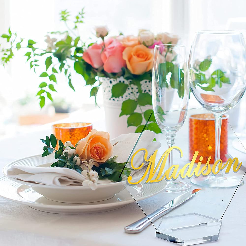 BAEAIEOU Clear Acrylic Table Sign with Stand,50 Pack Wedding Table Numbers Holders DIY Blank Acrylic Sheet for Wedding Banquet Events Decor