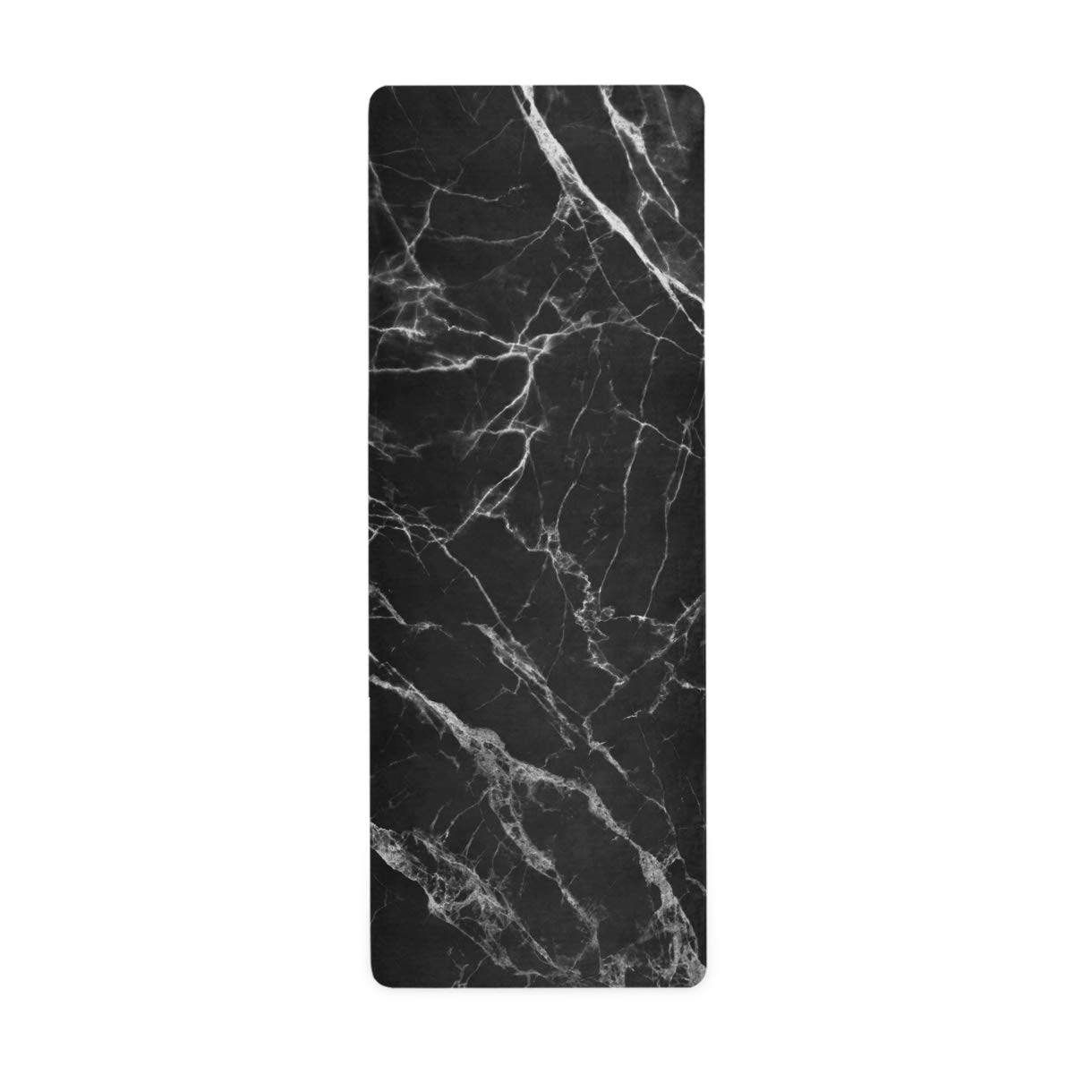 Aflyko Marble Black Yoga Mat Workout 1-mm Thick Fitness Mats for HIIT Pilates Cardio Exercises 71" × 26"