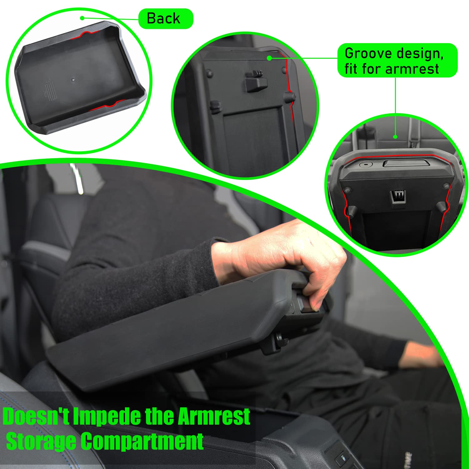 ANMOSVO for Ford Bronco 2021 2022 2023 2024 Center Console Cover - TPE & Waterproof Car Armrest Pad Cover, Scratch Resistance Armrest Cushion 2021 2022 2023 2024 Bronco 2/4 Doors Interior Accessories