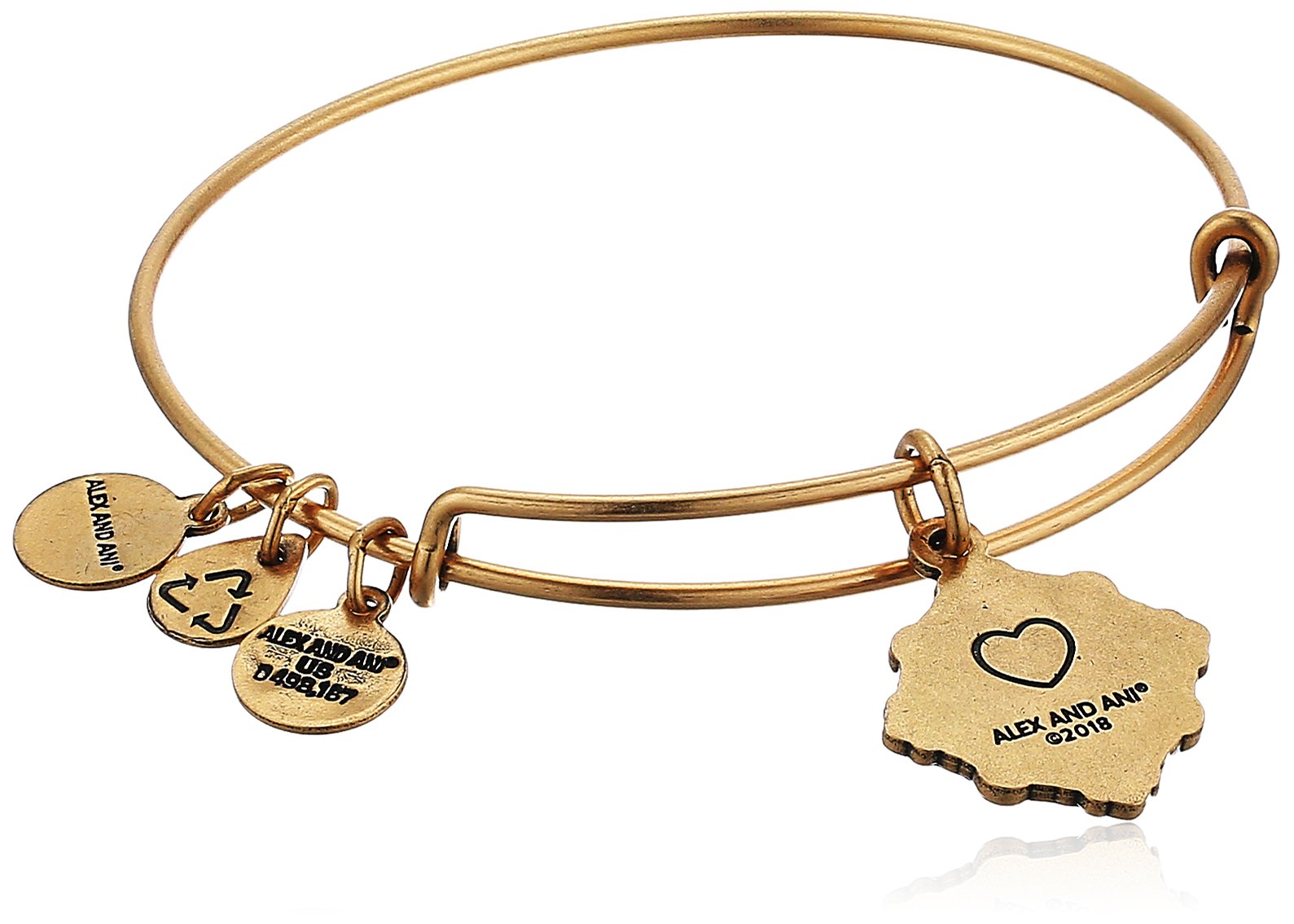 Alex and Ani Womens Because I Love You A18BILY05RG Grandmother Charm Bangle Bracelet, Rafaelian Gold, Expandable