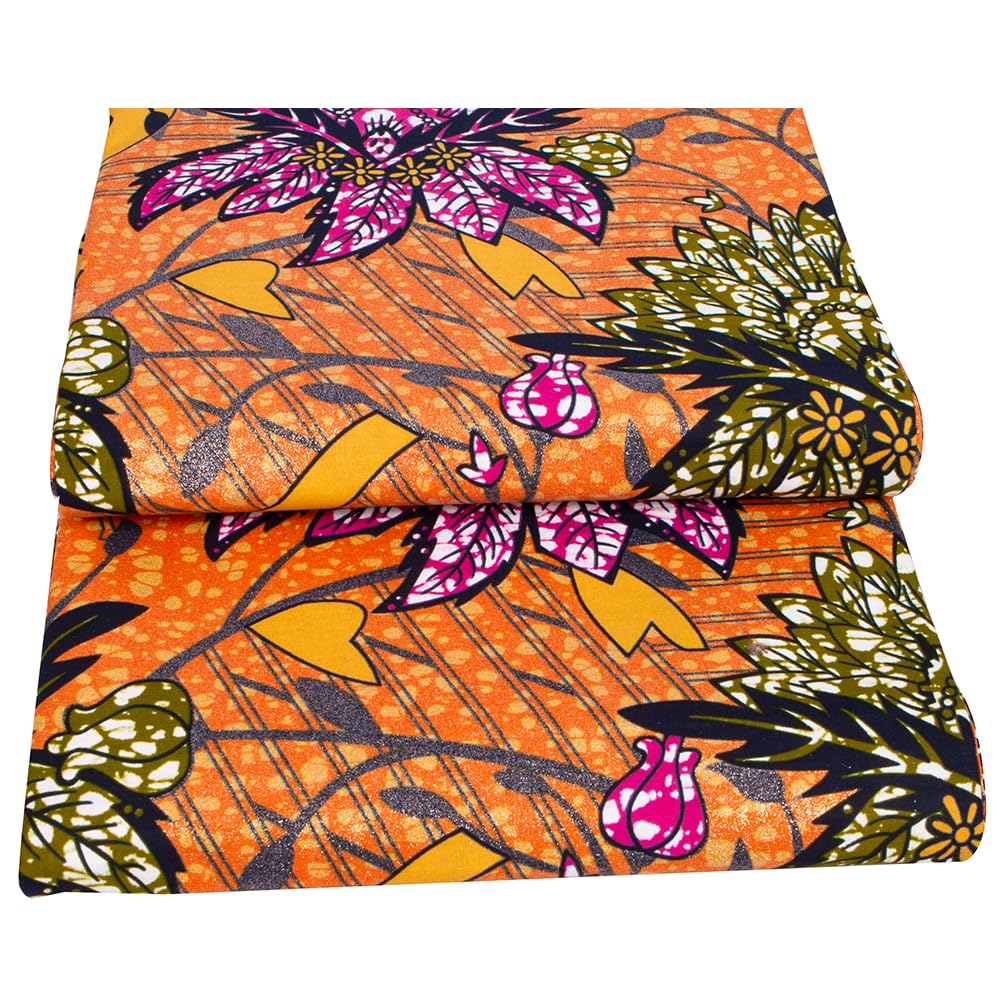 African Real Wax Fabric Gold Wax Print Batik Soft Pagne Nigeria Ankara Wax Fabric 1519