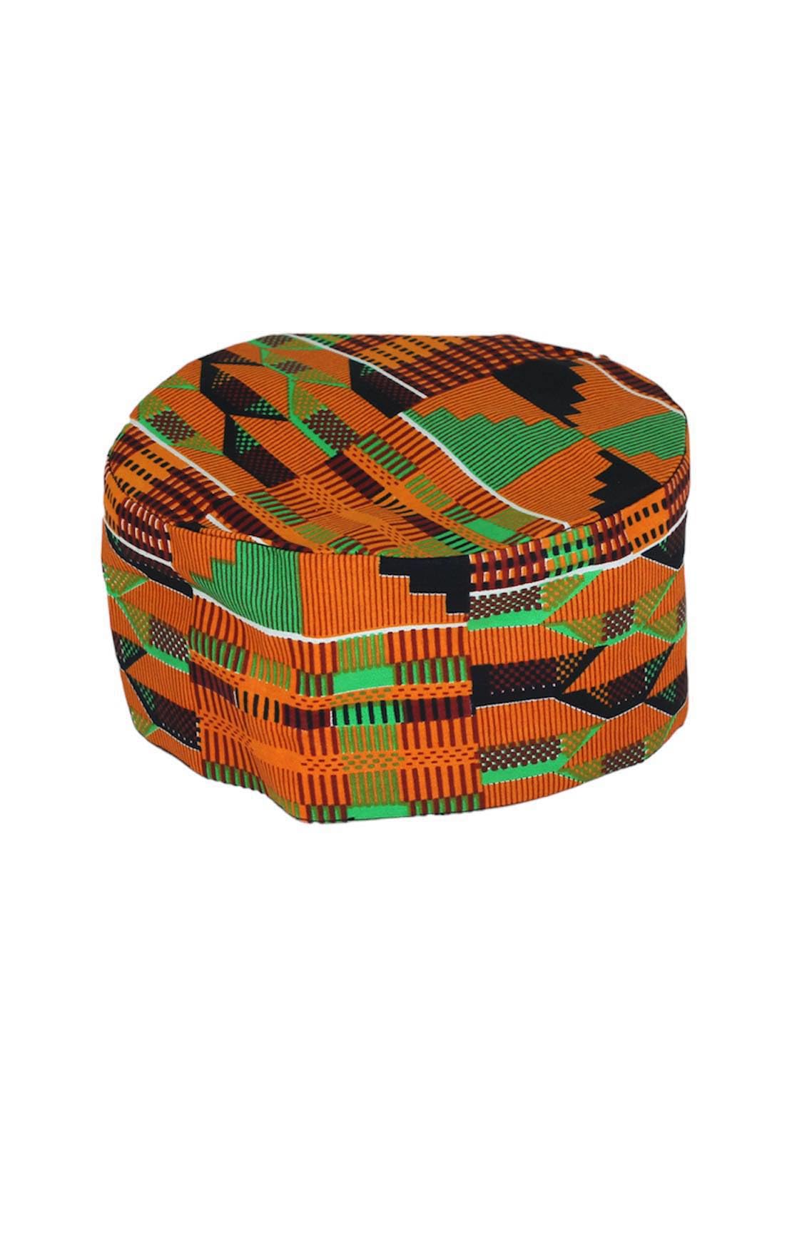 African Sougou Kufi Cap, koffi hat, African Cap, African Kente Cap Collection (Yellow)