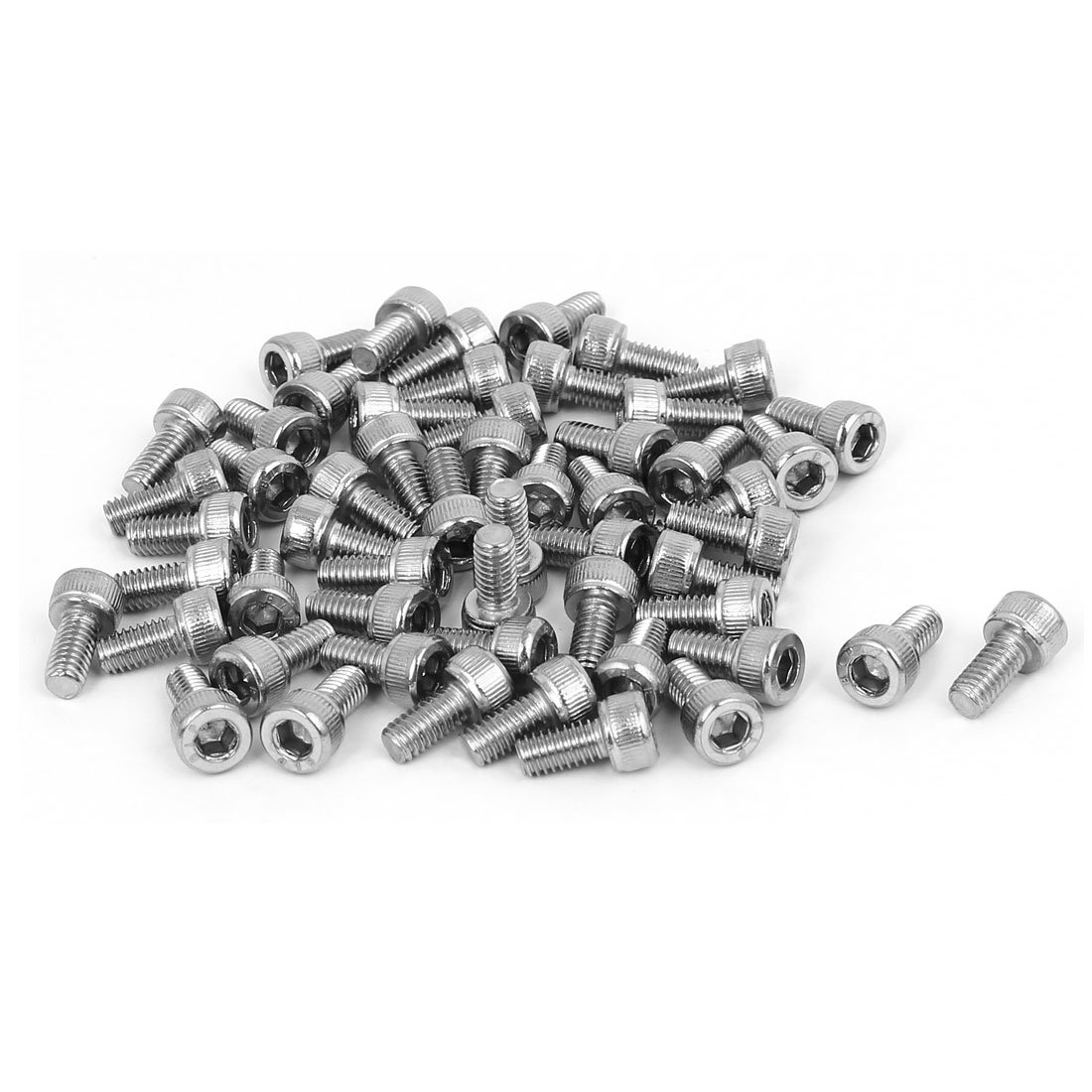 uxcellÂŽ M4x8mm Thread 304 Stainless Steel Hex Socket Head Cap Screw Bolt DIN912 55pcs