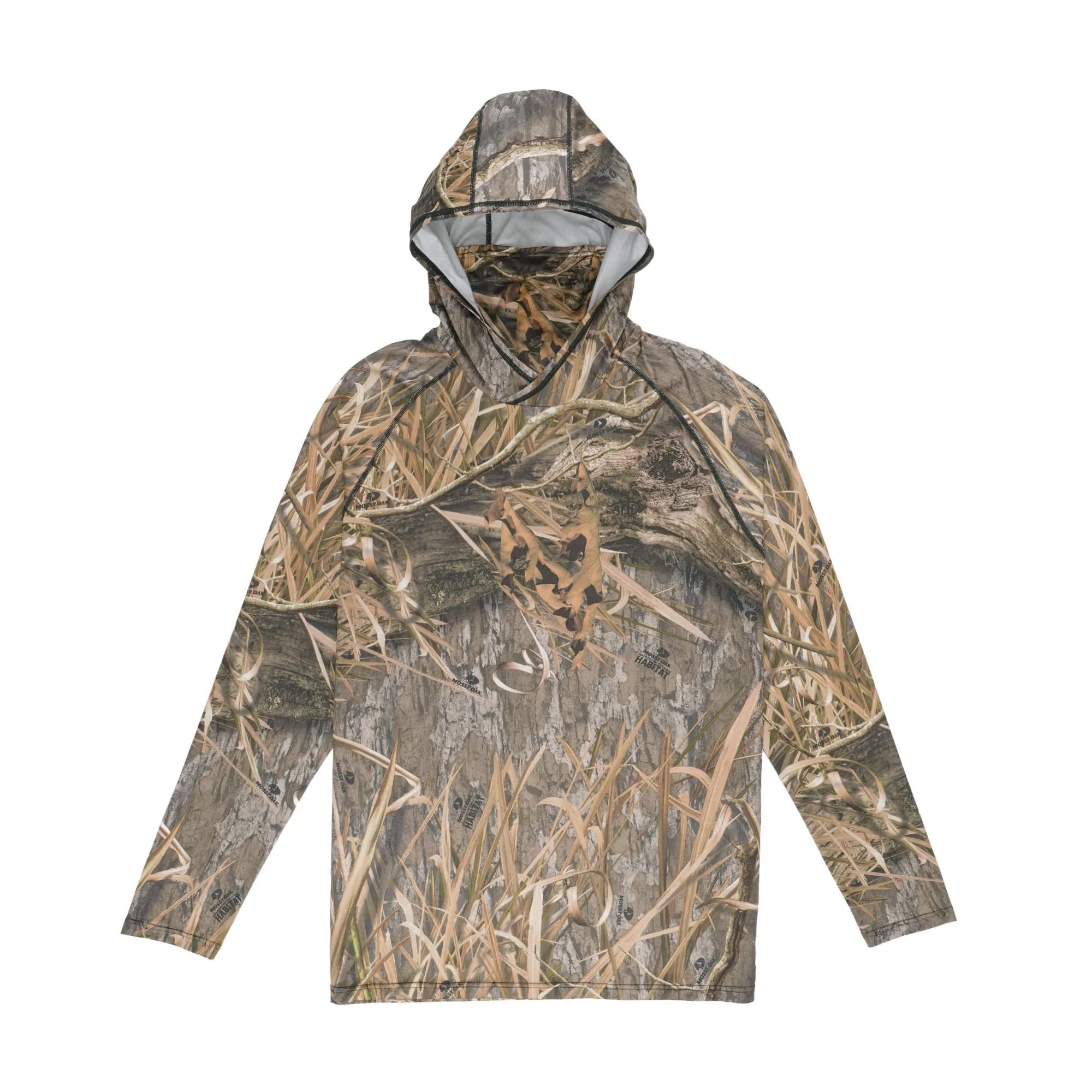 AFTCO Men's Camo Performance Hooded Shirt with Gaitor, Size XL, Shadow Grass Habitiat, M63160-SHGR-XL