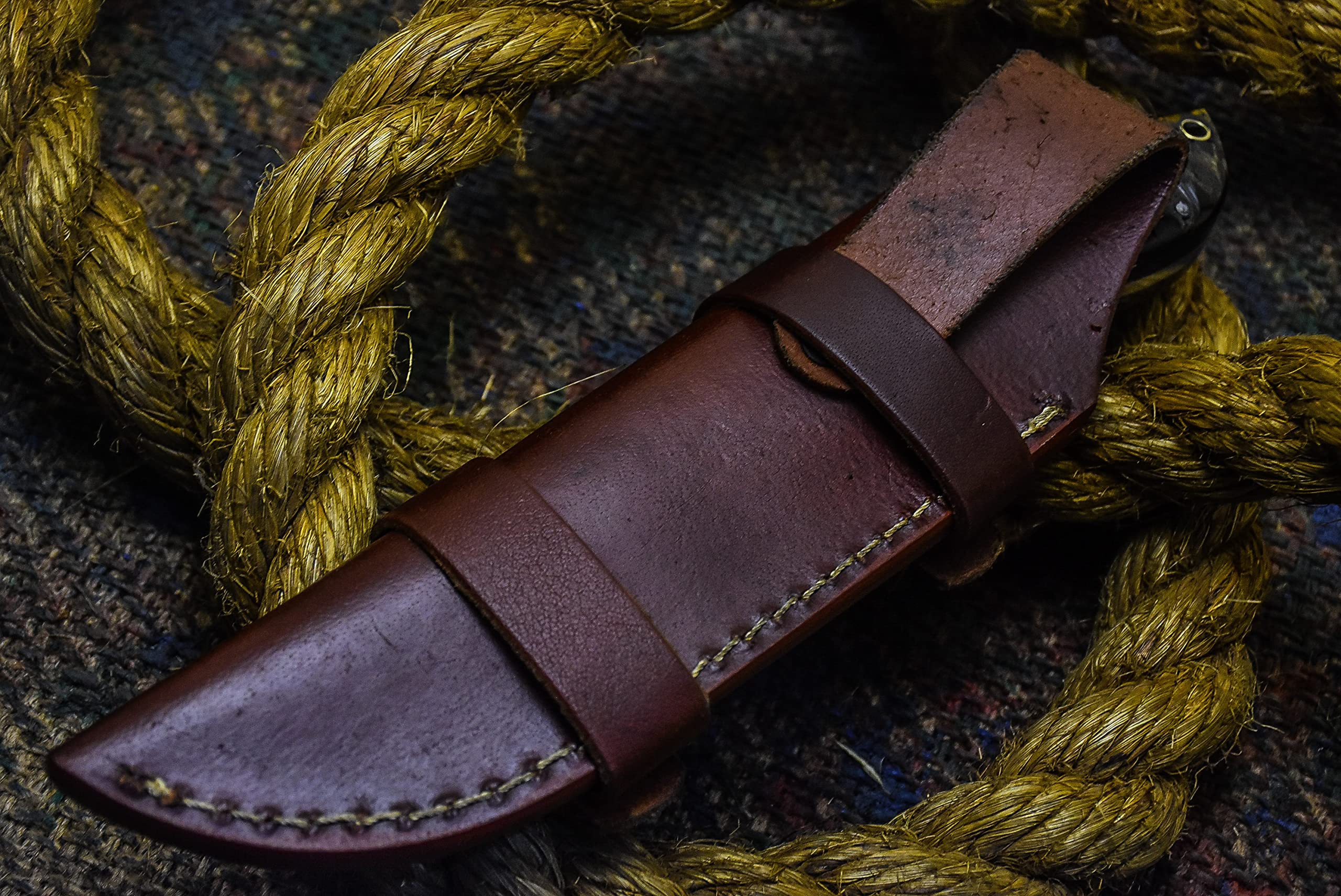 Alonzo Beautiful Damascus Knife Made of Remarkable Damascus Steel Ram Handle-Ideal Hunting Fixed Balde Brass Tube Knife with Sheath 26202