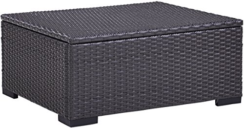 Crosley Furniture Biscayne Wicker Outdoor Ottoman Foot Rest for Patio, Deck, Porch, Brown with Mocha Cushions