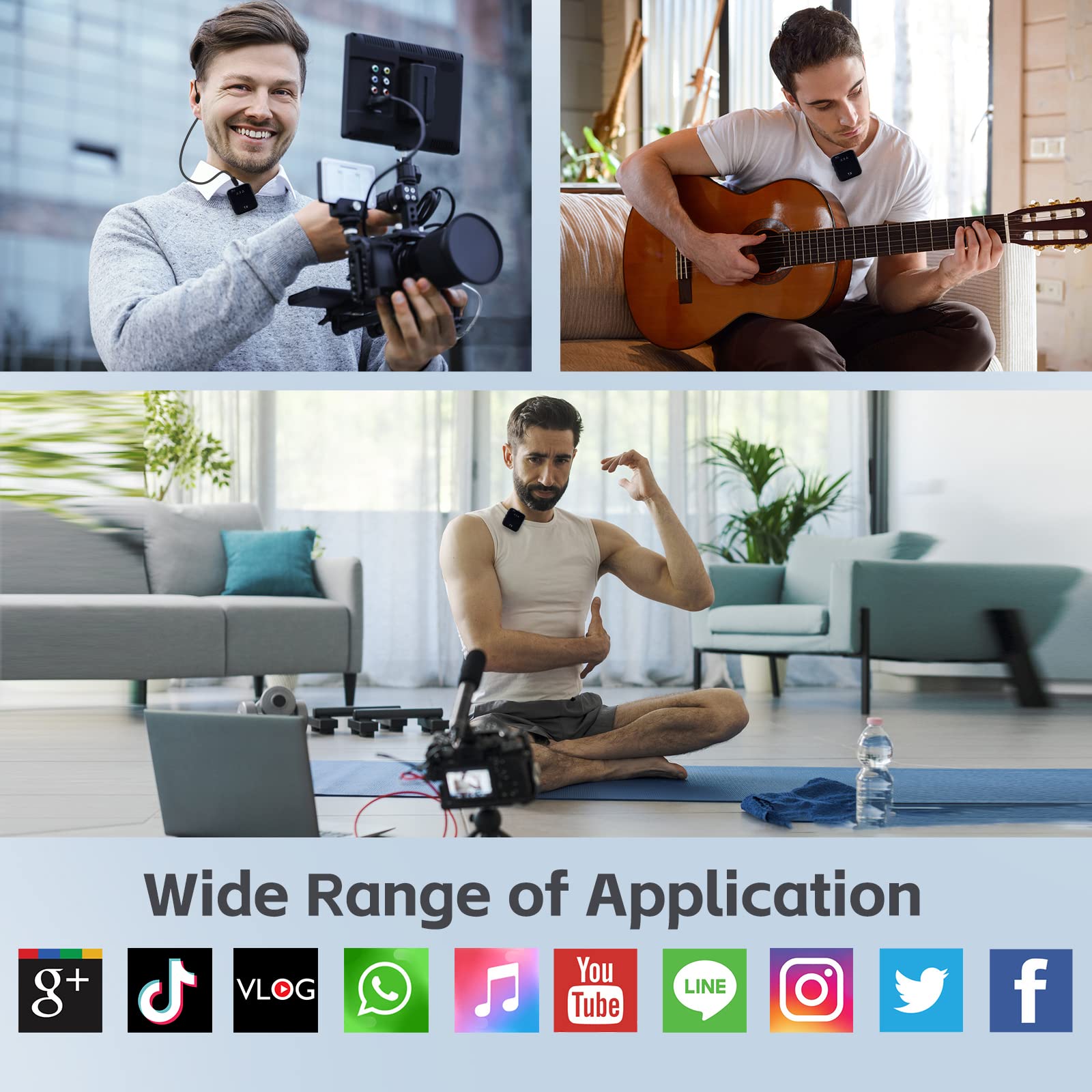 BEIGRAD 2.4GHz Wireless Guitar Transmitter Receiver: Wireless Guitar System for Bass Violin Keyboard Electric Instrument with Premium Sound | 100FT Transmission Distance