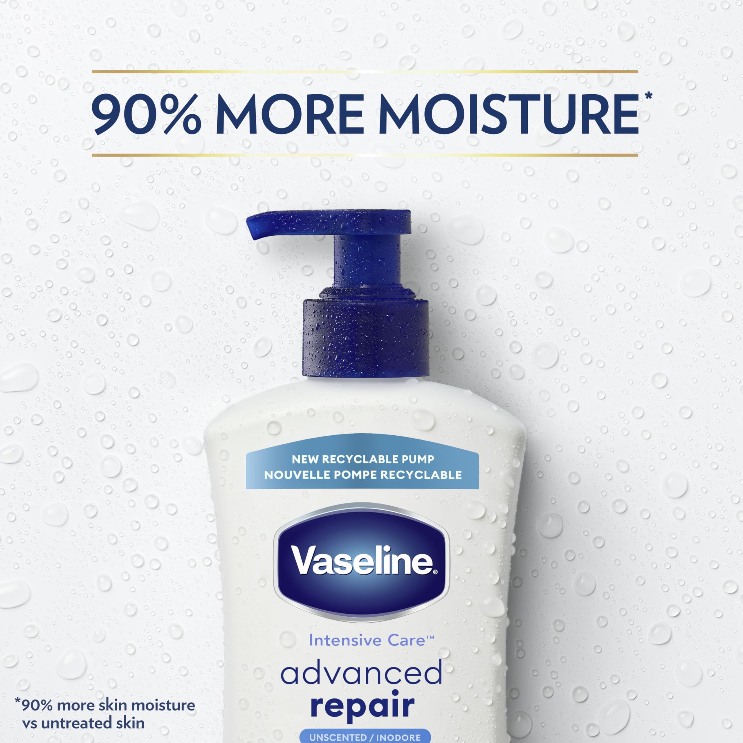 Vaseline Intensive Care Unscented Advanced Repair Body Lotion - Ultra-Hydrating with Lipids for Extremely Dry Skin, 20.3 oz, Pack of 3