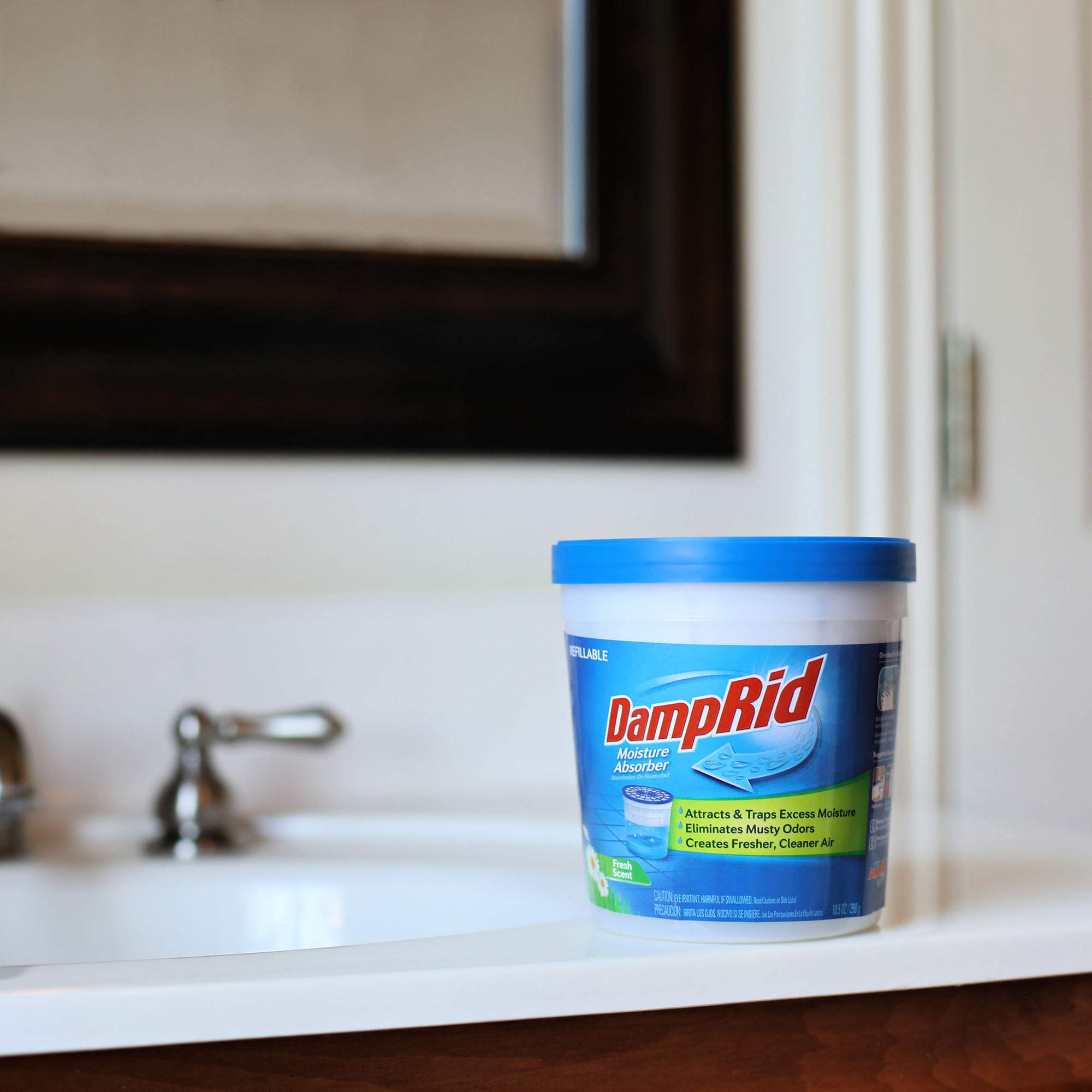 DampRid Fresh Scent Refillable Moisture Absorber - 10.5oz cup β Traps Moisture for Fresher, Cleaner Air