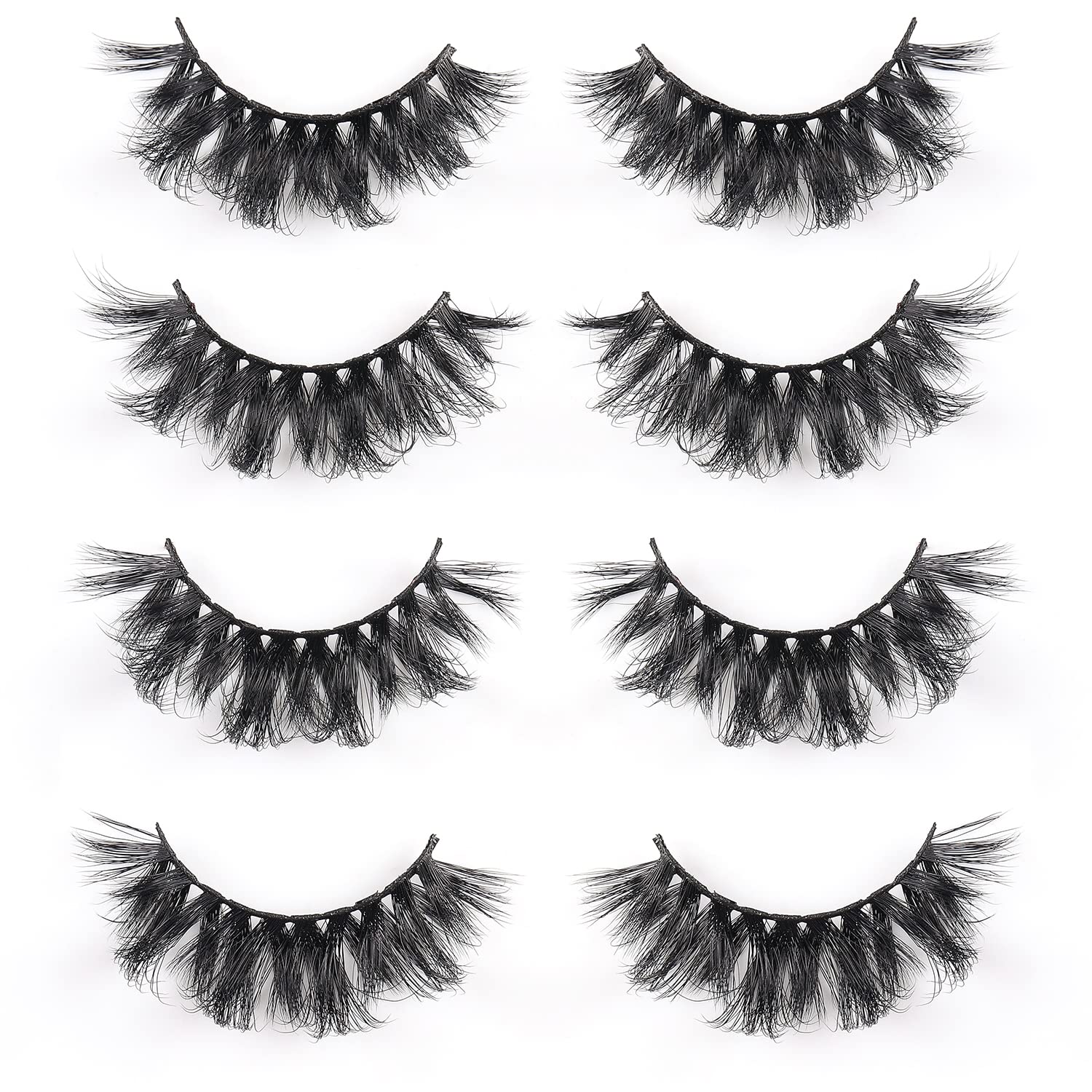 BEFACL Fluffy False Eyelashes 18mm 20mm Fluffy Mink Lashes 6D Mink Eyelashes Natural Look Mink Lashes Faux Mink Strip 3D Lashes Pack 4 Pairs (BF02)