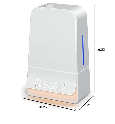 Humidifiers for Bedroom, 6L Ultrasonic Cool Mist Humidifier with Humidistat, LED Display, Wide Opening, Easy to Clean & Fill, Sleep Mode, Long Working Time, Air Humidifier for Bedroom Large room (White)