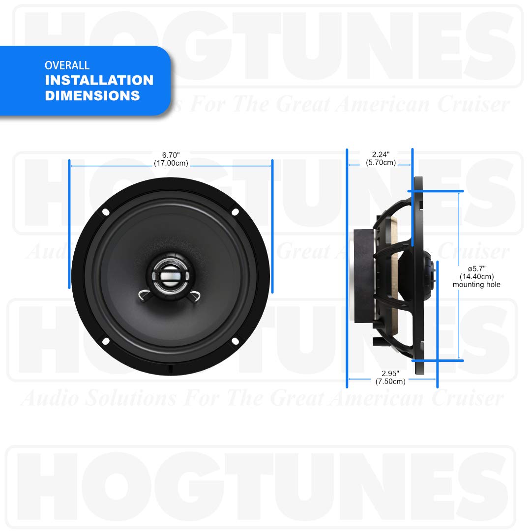 Hogtunes G4 SG KIT-RM with 225 Watts RMS Amplifier & 6.5" Front Speakers (2 Pack), Fits 2014-2024 Harley-Davidson Motorcycles