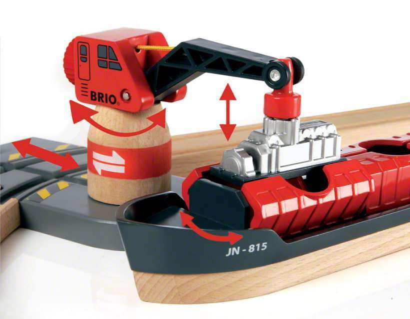 BRIO World - 33061 Cargo Harbor Set | 16-Piece Train Set with Accessories Wooden Tracks | Ideal Gift for Kids Aged 3+ | Certified Sustainable Materials