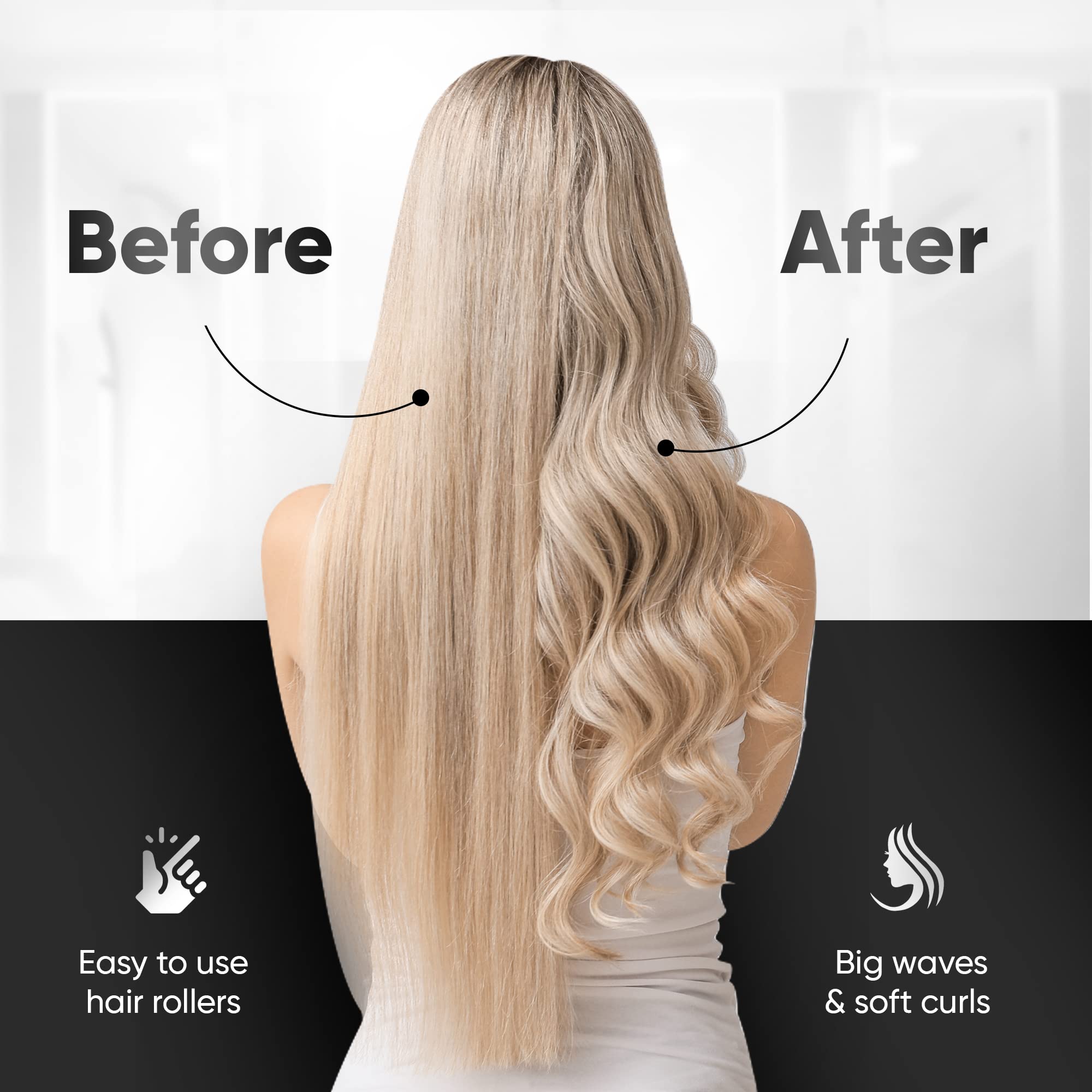 angoBird Hair Rollers for Volume - 9 Pack in 3 Sizes - Thermal Rollers Hair Curlers - Suitable for Medium Hair and Self-Grip Large Hair Rollers Hair Curlers for Long Hair