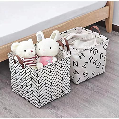 ESSME 3PACK Square Storage Bin,Cotton Fabric Laundry Baskets,Collapsible Waterproof Toy Storage Bin with Handles for Family Storage,Shelf Baskets,Bedroom(3pack Geometry)