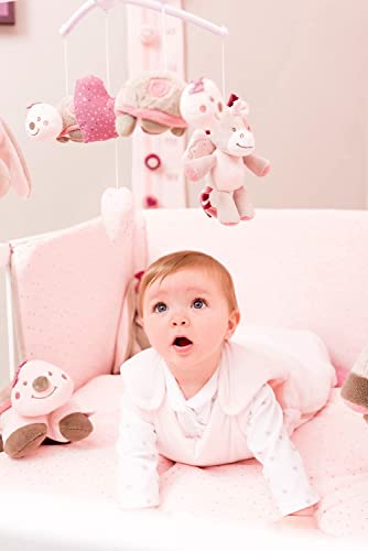 Nattou Mobile with Music Box Nina, Jade, & Lili - Gentle Lullaby La-Le-Lu, 37 X 31 X 9 cm, Pink