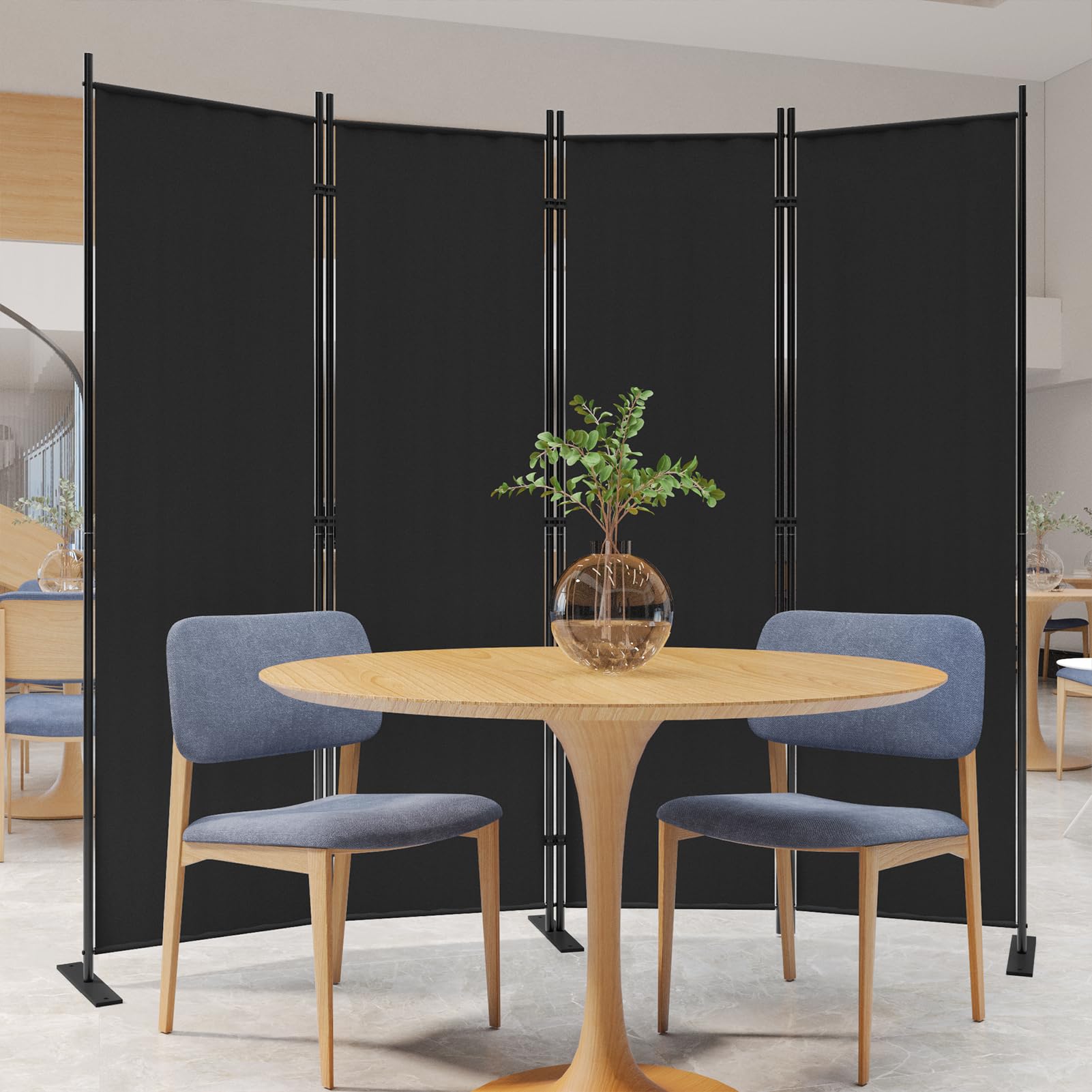 C-Hopetree 8 Panels Room Divider, 6 Ft Tall Indoor Folding Privacy Screen, Portable Partition Separator, Freestanding Separation Temporary Wall for Office, Bedroom, 160" W X 71" H, Black