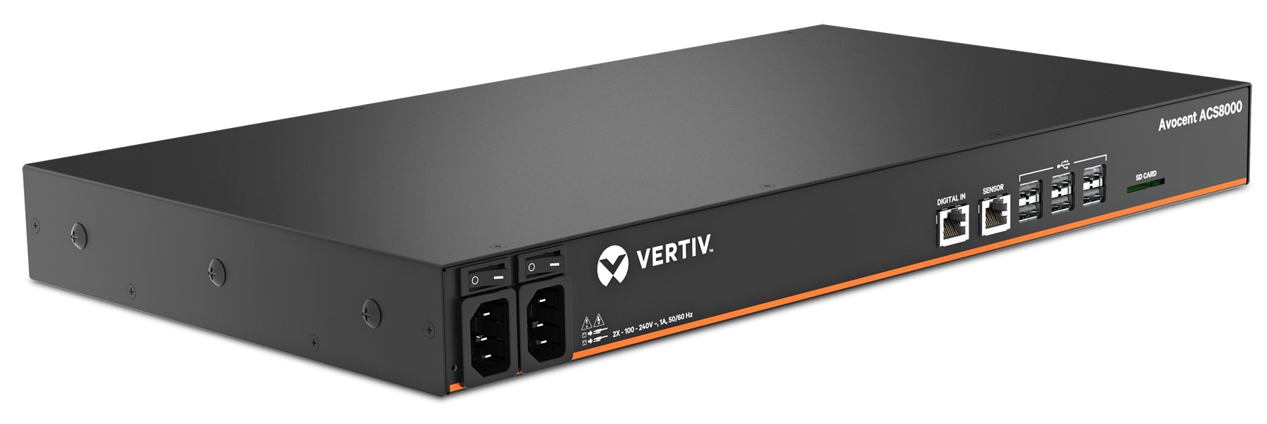 Vertiv Avocent ACS8000 Serial Console, 48 Port Serial Console Server, Remote Data Center and Out of Band Management, USB Connectivity and Port Sensor, Dual AC Power (ACS8048DAC-400), Black