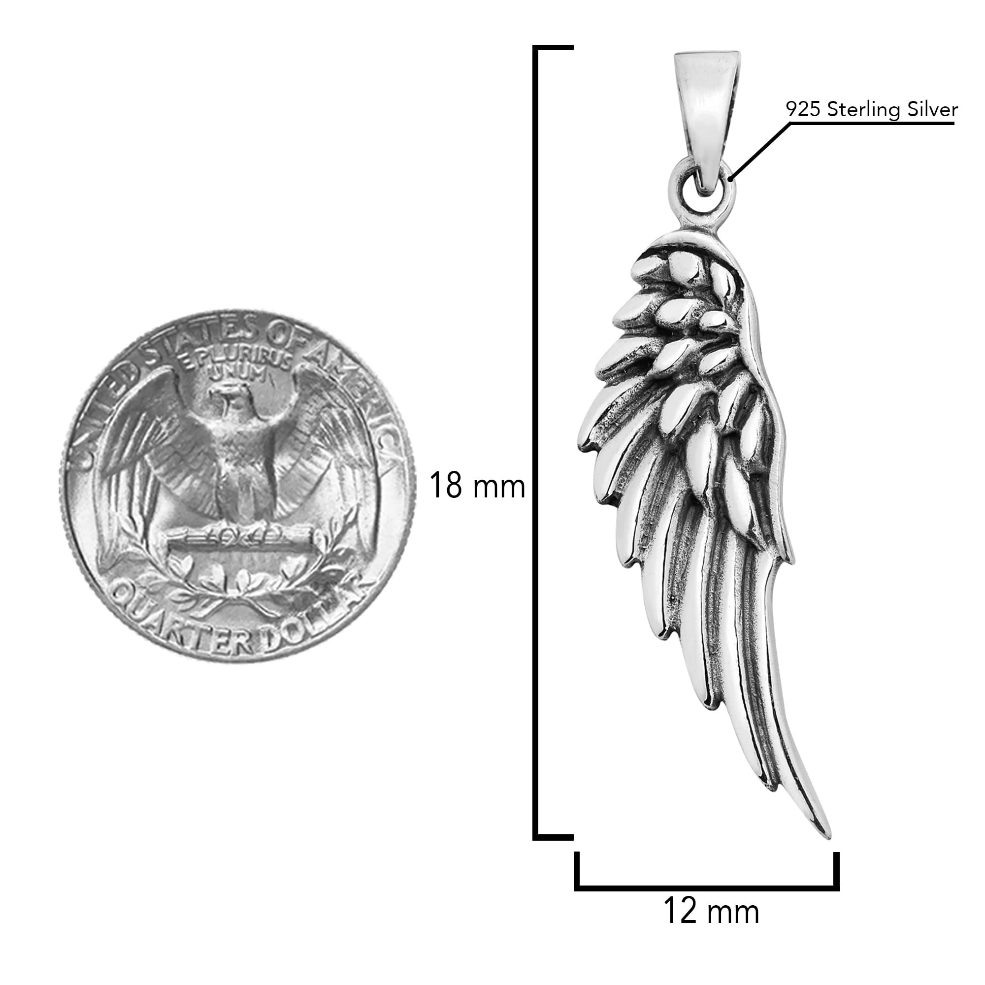AerraVida Heavenly Angel Wing .925 Sterling Silver Pendant | Cute Wings of Angel DIY Pendant for Women