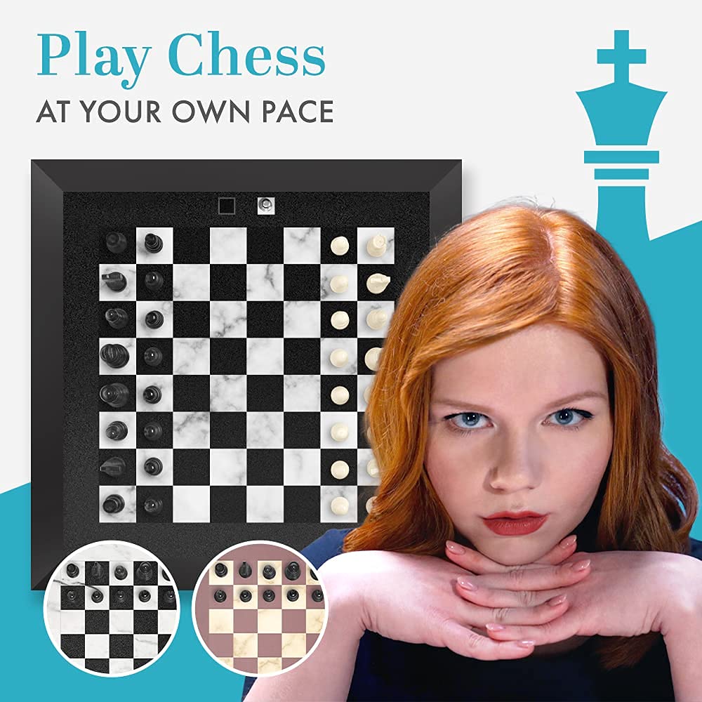 Home Magnetics Magnetic Wall Chess Set - Wall Mounted Chess Board Game - Framed Wooden Chess Set with Magnetic Chess Pieces (Black)