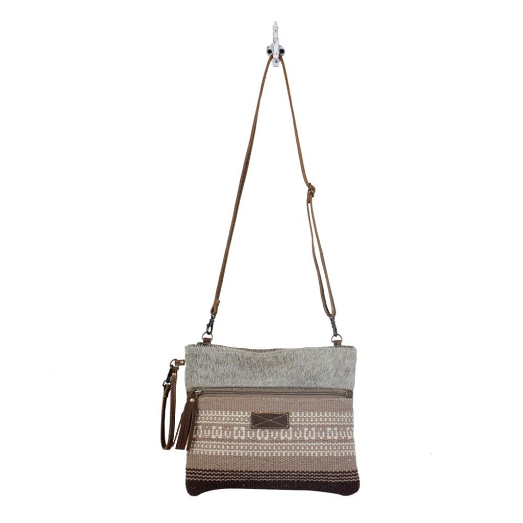 Myra Bag Presentable Small & Crossbody Bag Upcycled Cotton & Hair Leather S-3067